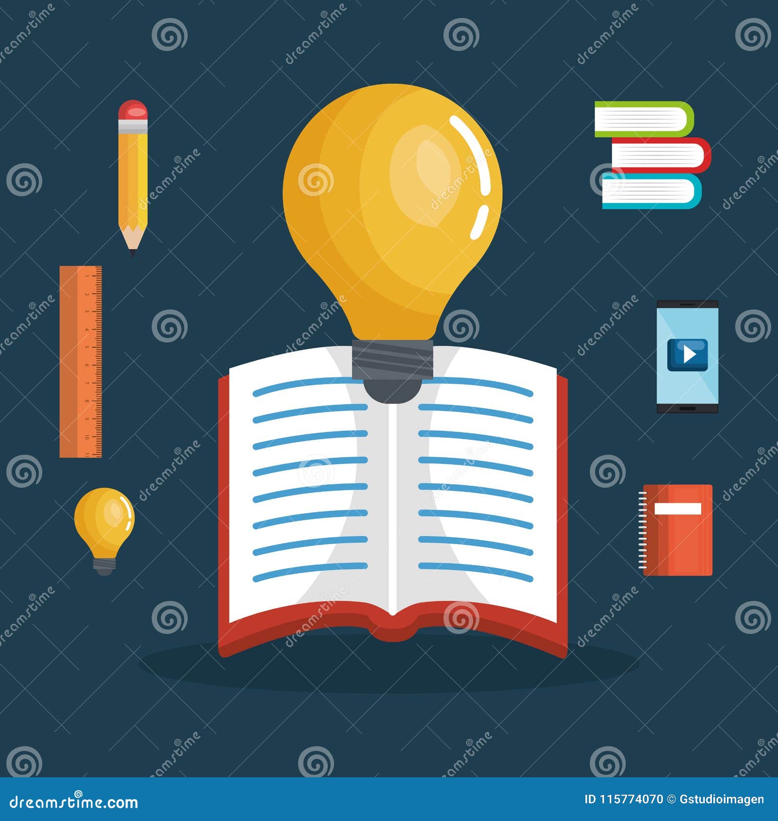 Education Easy Learning Set Icons Stock Vector - Illustration of ...