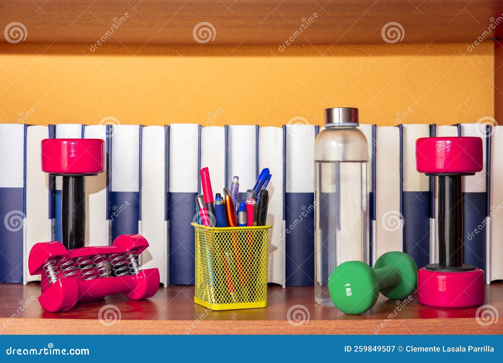 Education and Exercise. Books and Tools Stock Image - Image of dumbbell ...