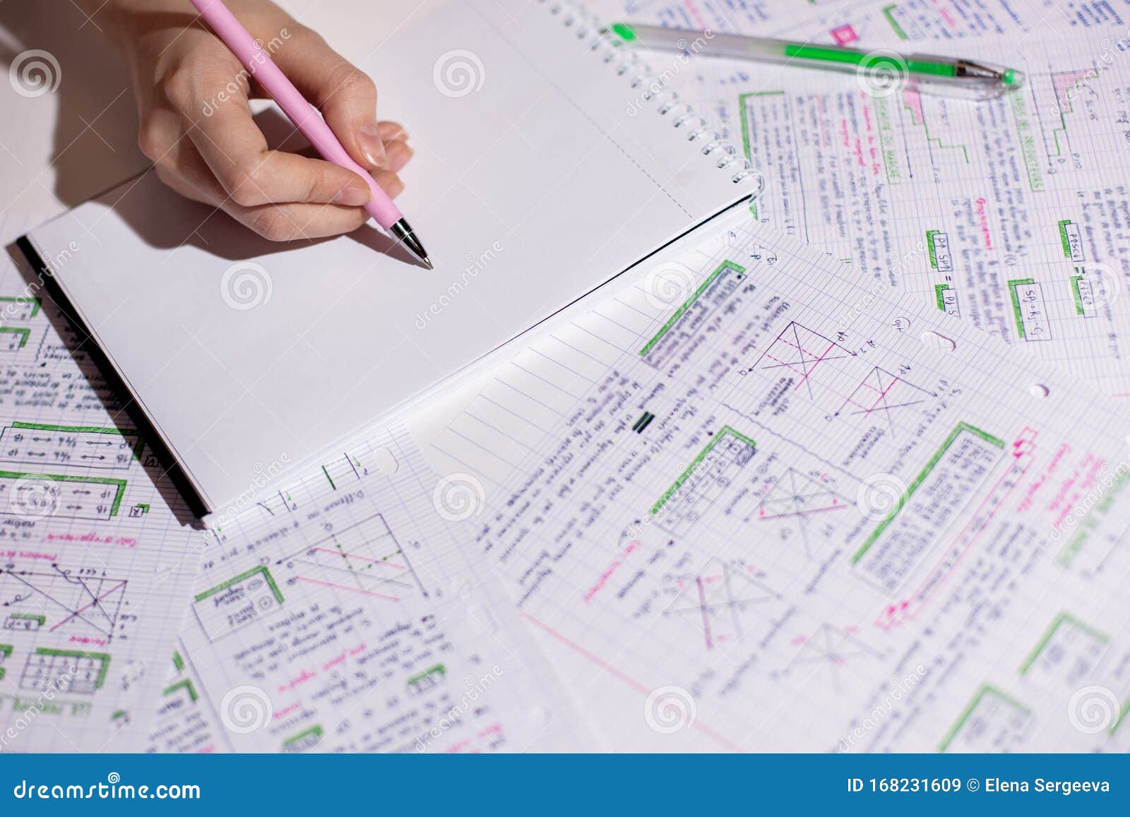 Education, Female Hand Writes Lecture Notes Stock Image - Image of ...