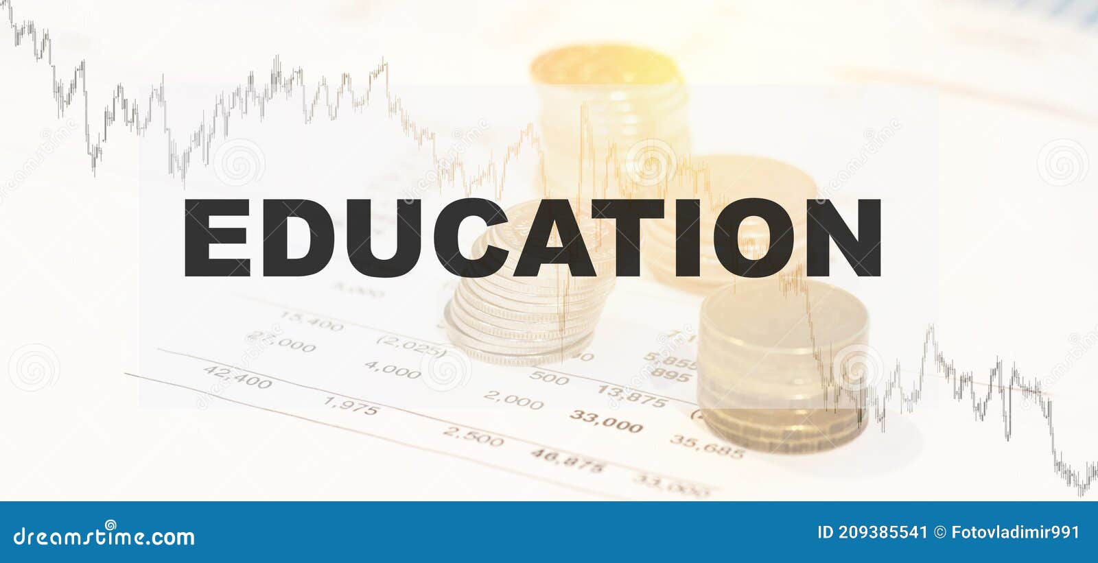 EDUCATION on Financial Background with Graphs, Coins and Business ...
