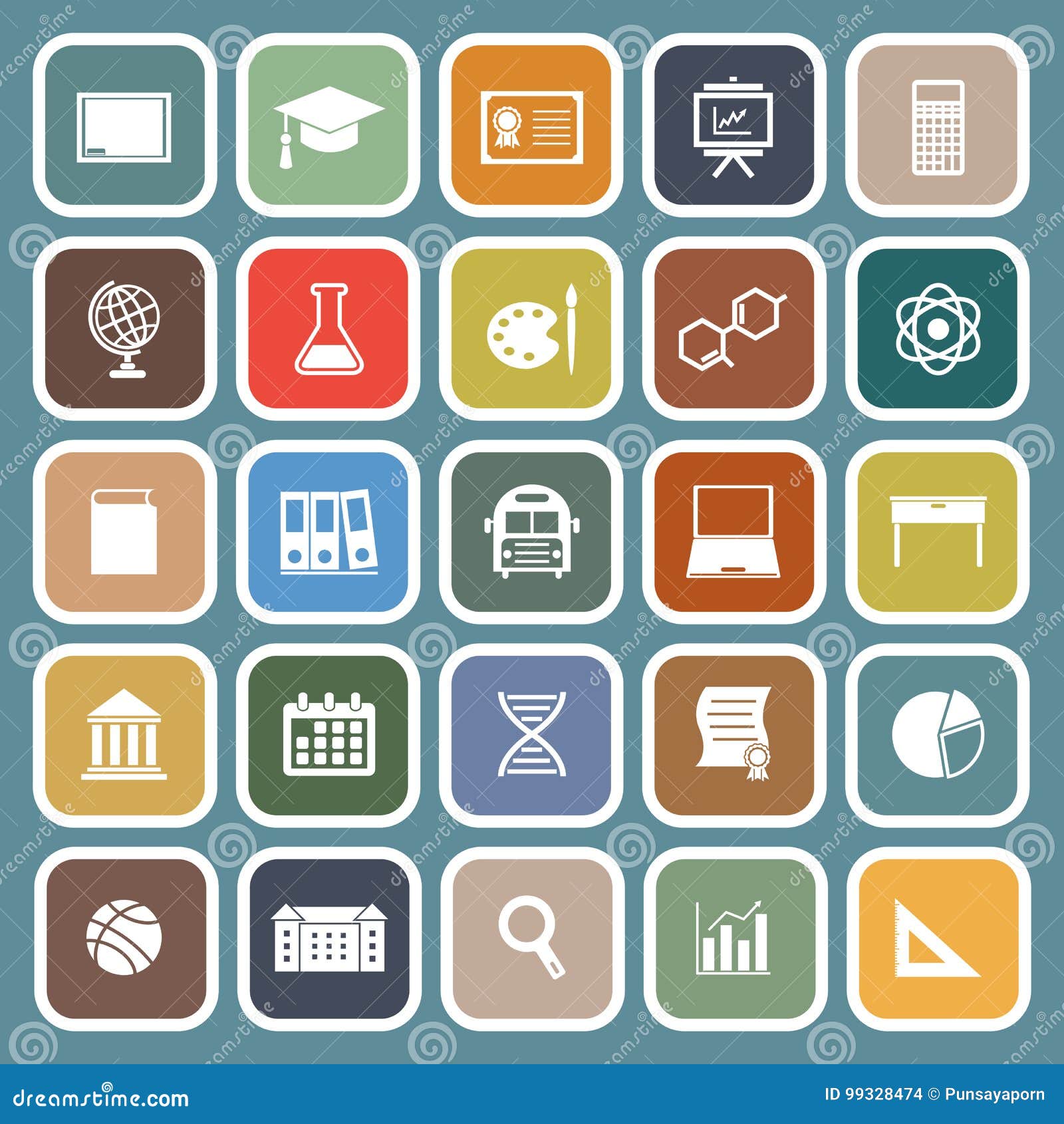 Education Flat Icon on Blue Background Stock Vector - Illustration of ...