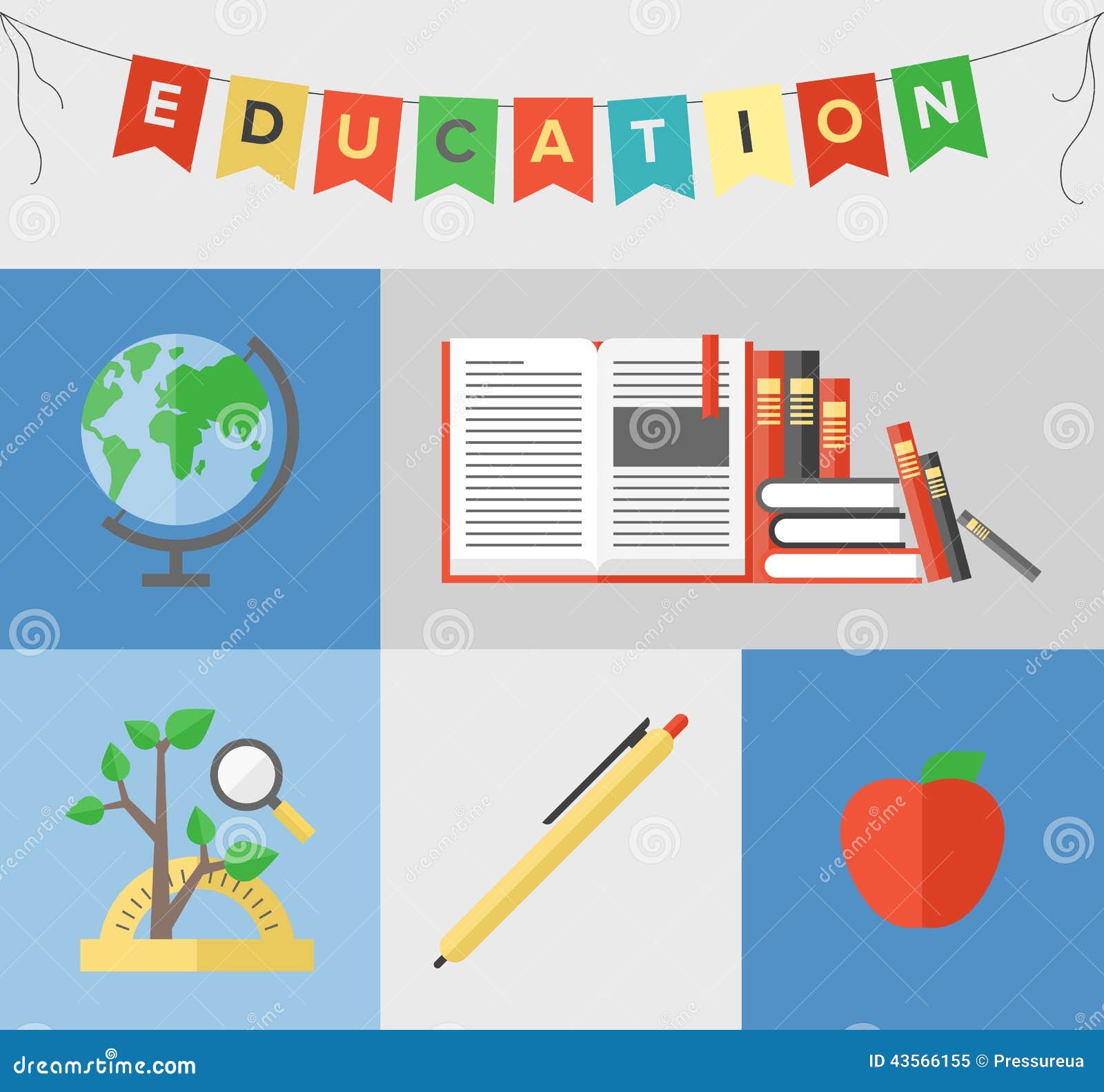 Education Flat Illustration Concept Stock Vector - Illustration of ...