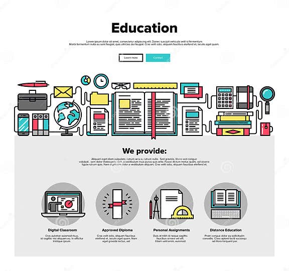 Education Flat Line Web Graphics Stock Vector - Illustration of design ...