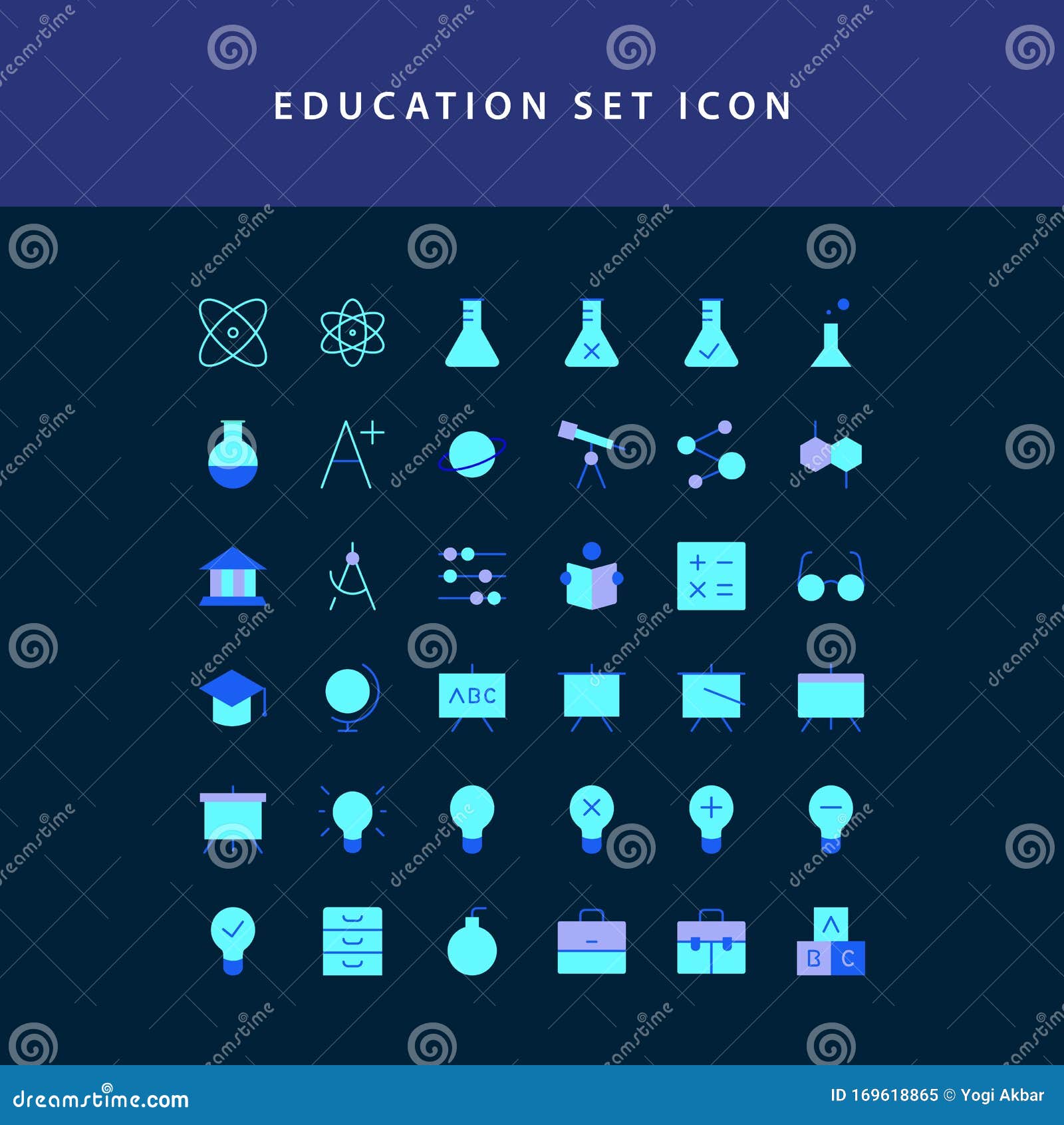 Education Flat Style Design Icon Set Stock Vector - Illustration of ...