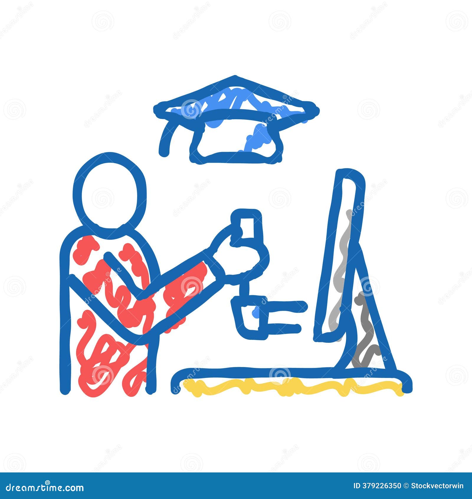 Flight Simulator Aeronautical Engineer Icon Doodle Illustration ...