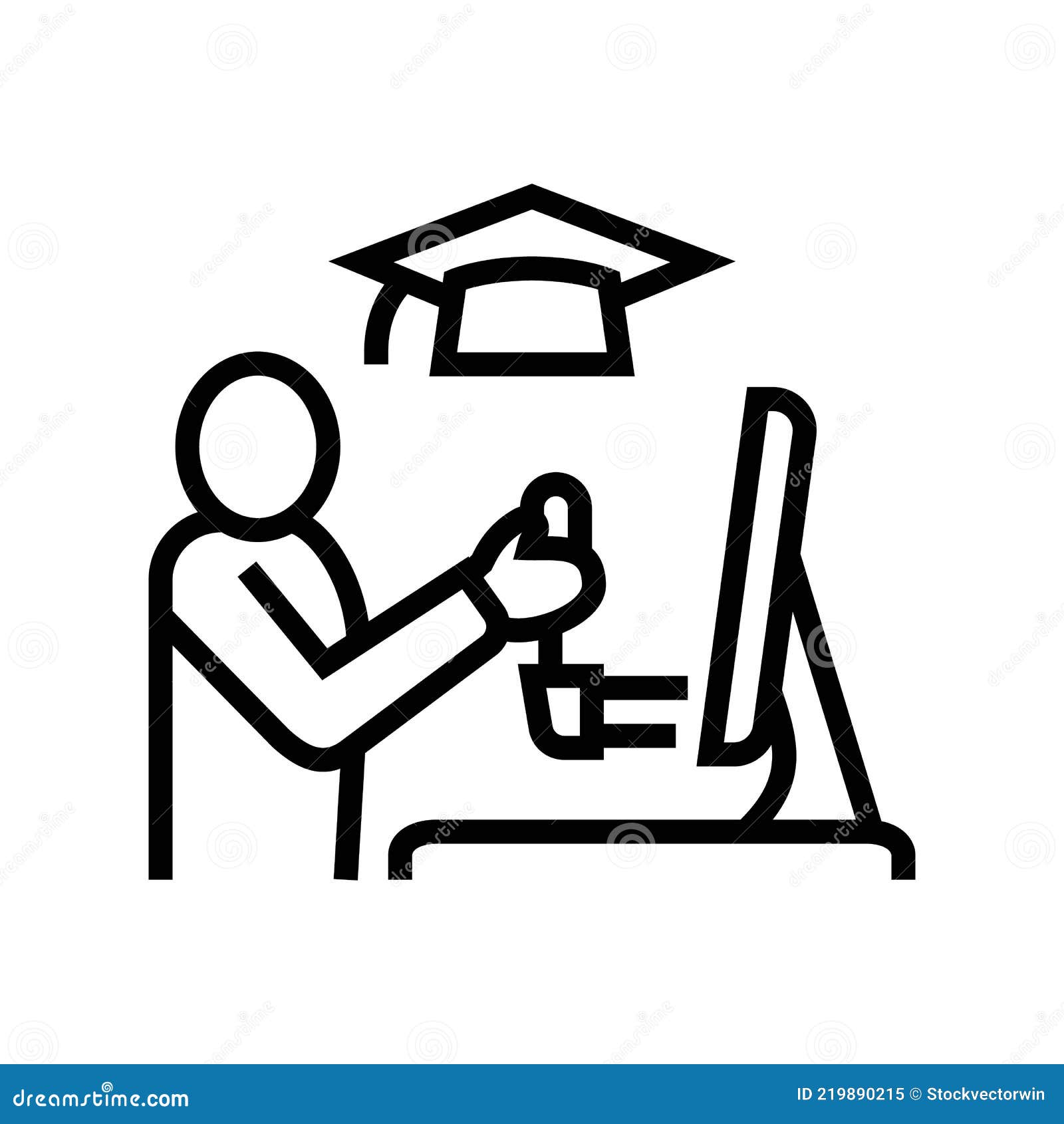 Education Flight Simulator on Computer Line Icon Vector Illustration ...