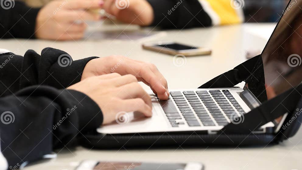 Education Focus. the Modern School Student. Laptop, Phone Online ...