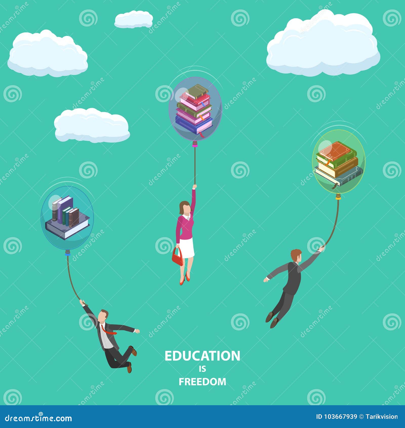 Education is Freedom Flat Isometric Low Poly Vector Concept Stock ...