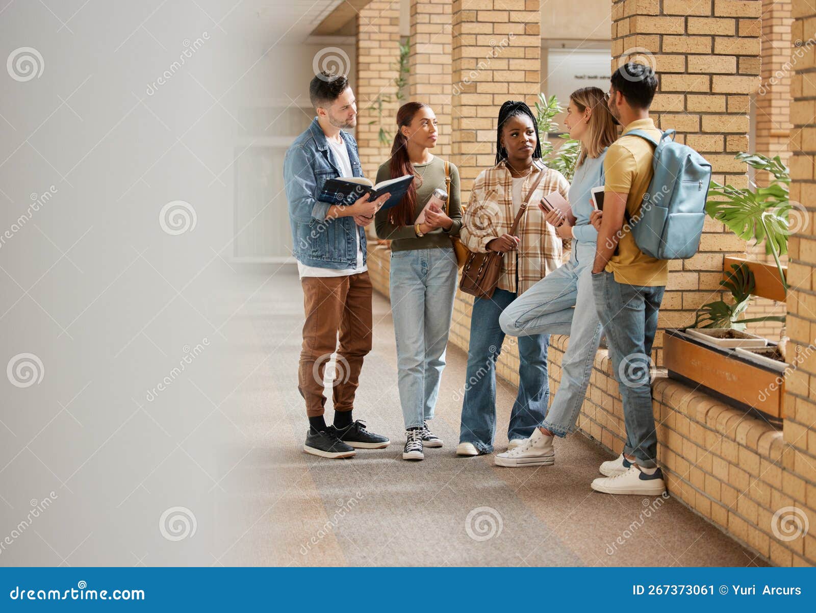 Education, Friends and College with Students Talking on Campus with ...