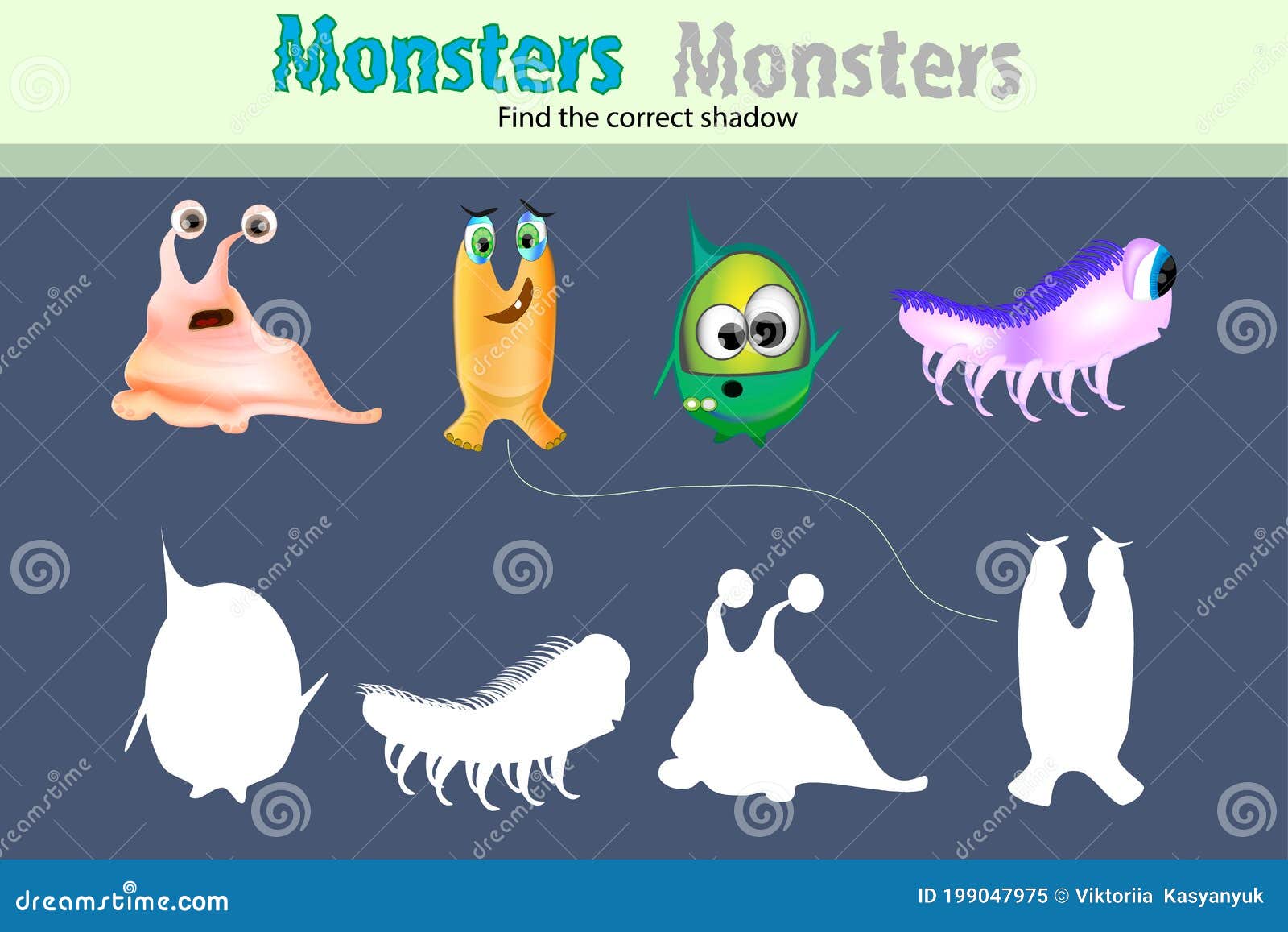 Education Game for Children. Find the Correct Shadow with Monster Stock ...