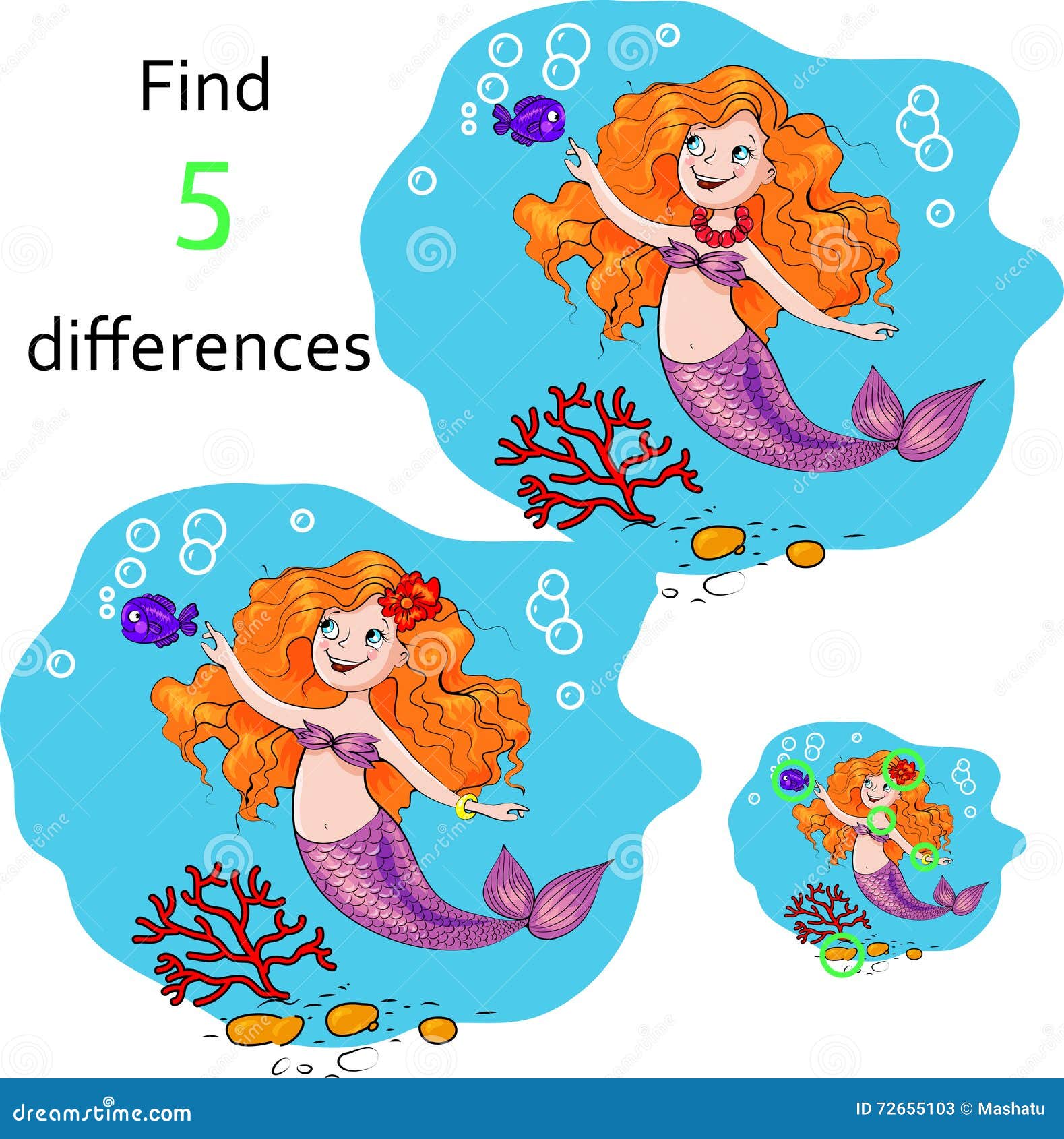 Education Game Find the Differences. Vector Illustration. Stock Vector ...