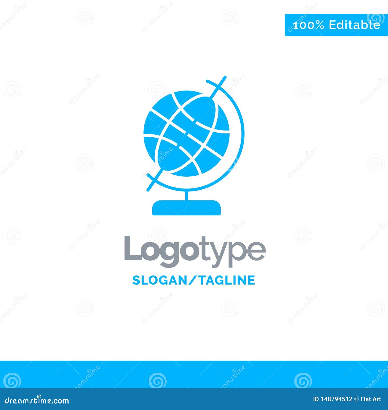 Education, Geography, Globe Blue Solid Logo Template. Place for Tagline ...