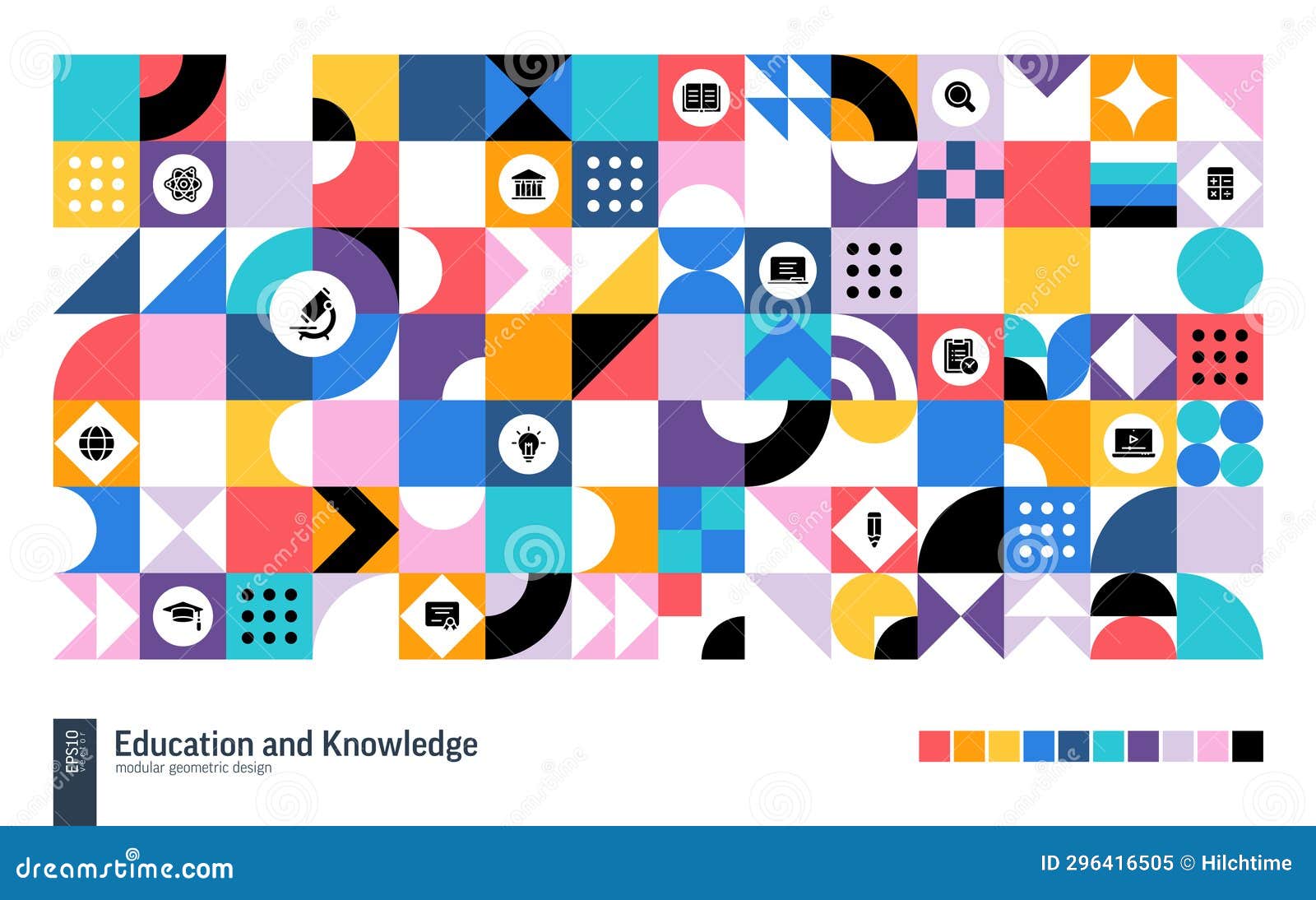 Education Geometric Retro Pattern. Color School Abstract Shape ...