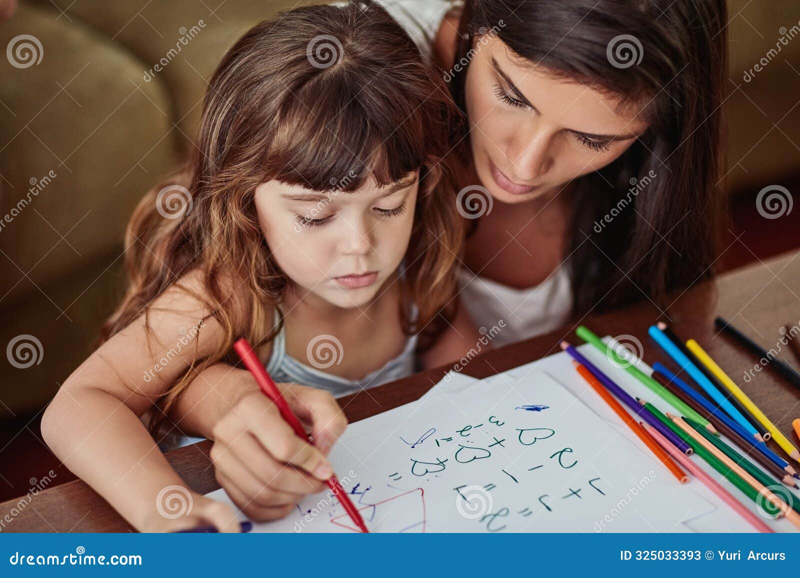 Education, Girl and Mom Help for Homework with Teaching To Count ...