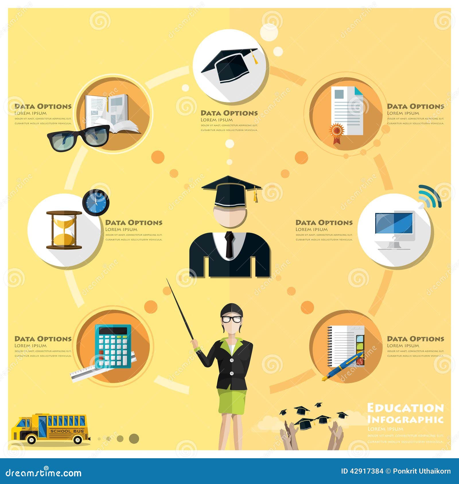Education And Graduation Infographic With Hexagon Diagram Design ...
