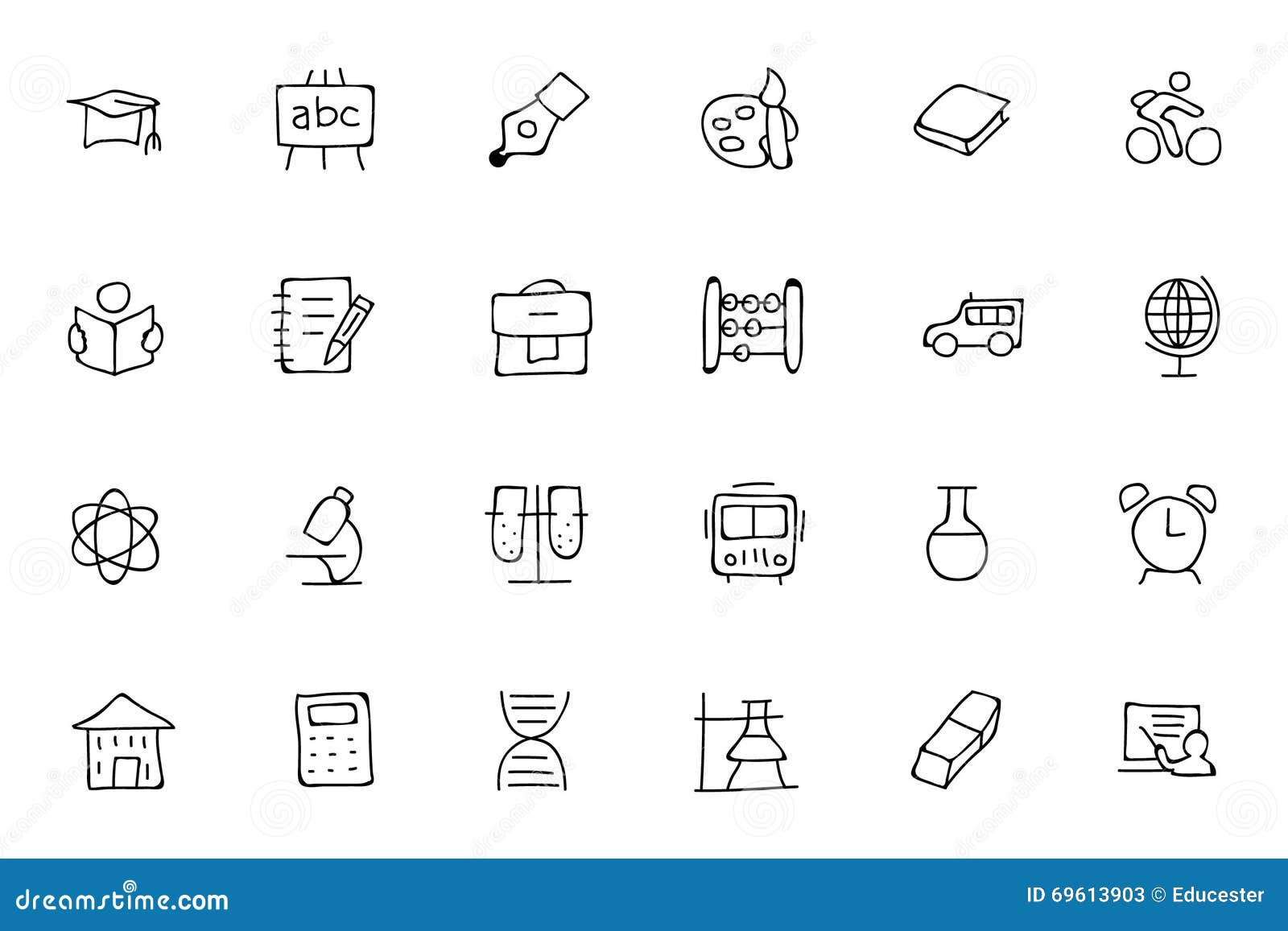Education Hand Drawn Doodle Icons 1 Stock Illustration - Illustration ...