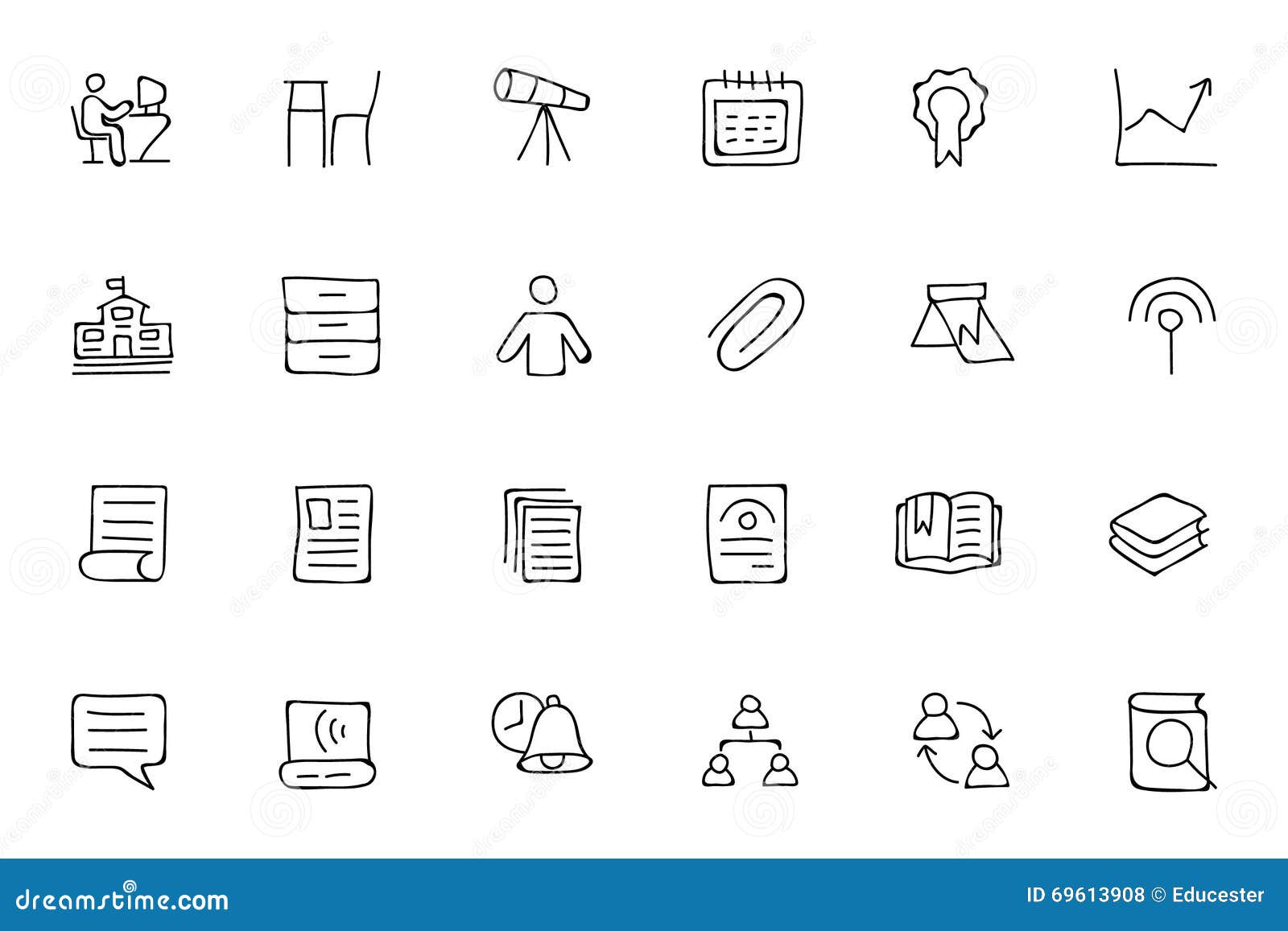 Education Hand Drawn Doodle Icons 6 Stock Illustration - Illustration ...