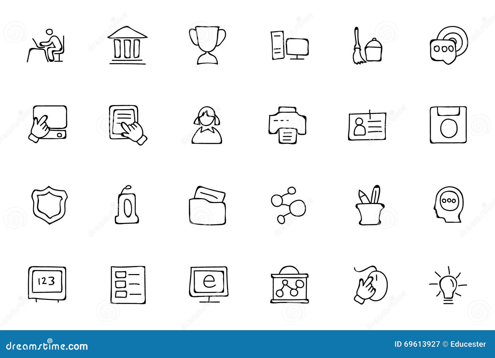 Education Hand Drawn Doodle Icons 4 Stock Illustration - Illustration ...