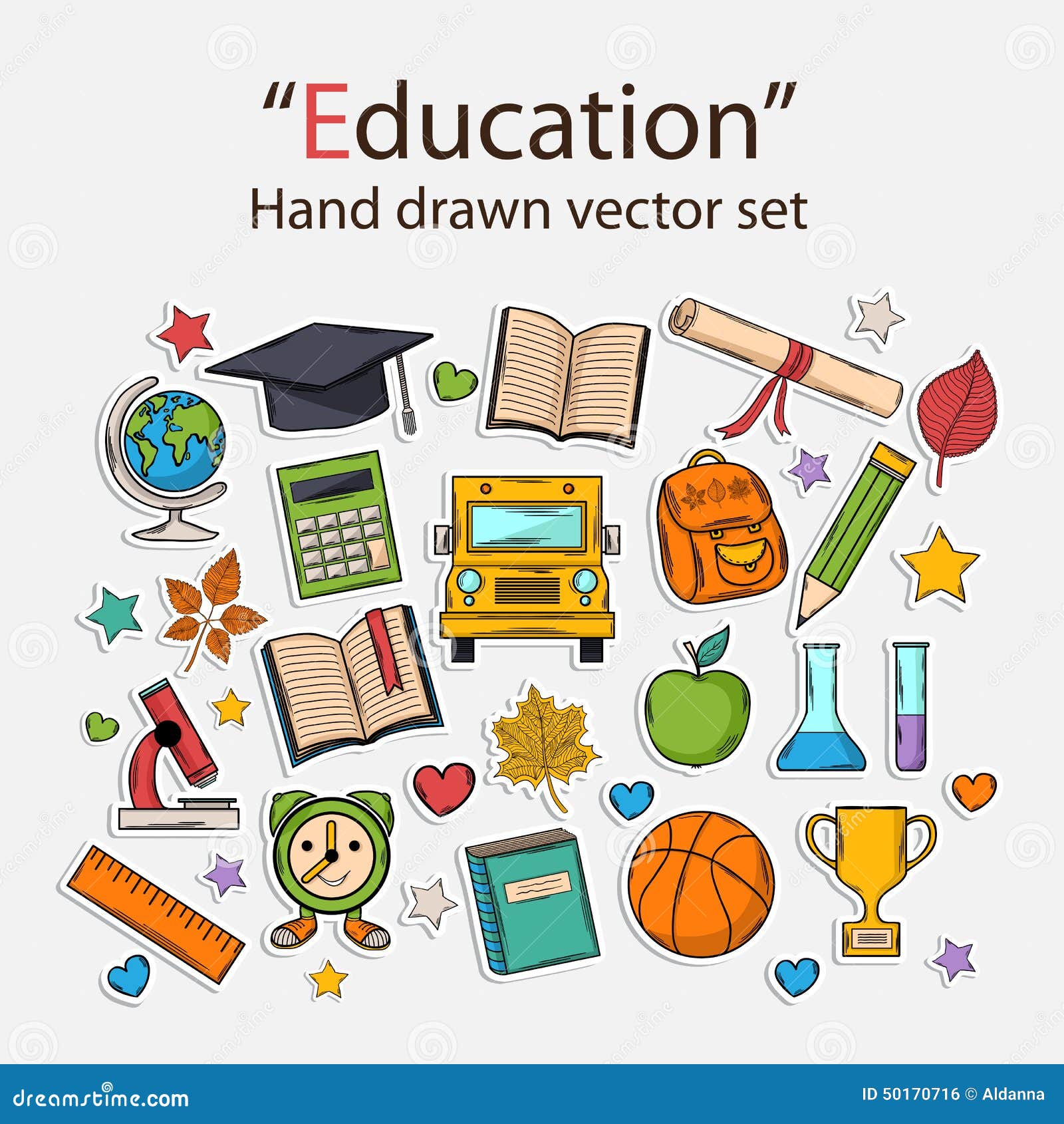 Education hand drawn set stock vector. Illustration of graduation ...