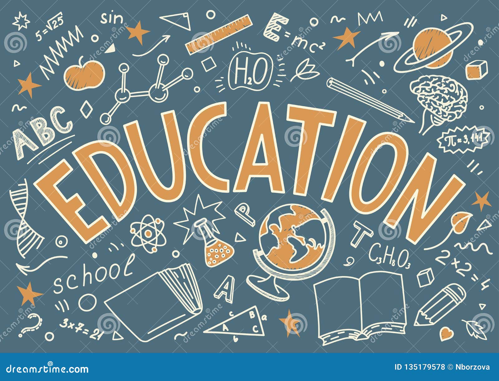 Education. Hand Drawn Sketches and Lettering Stock Vector ...