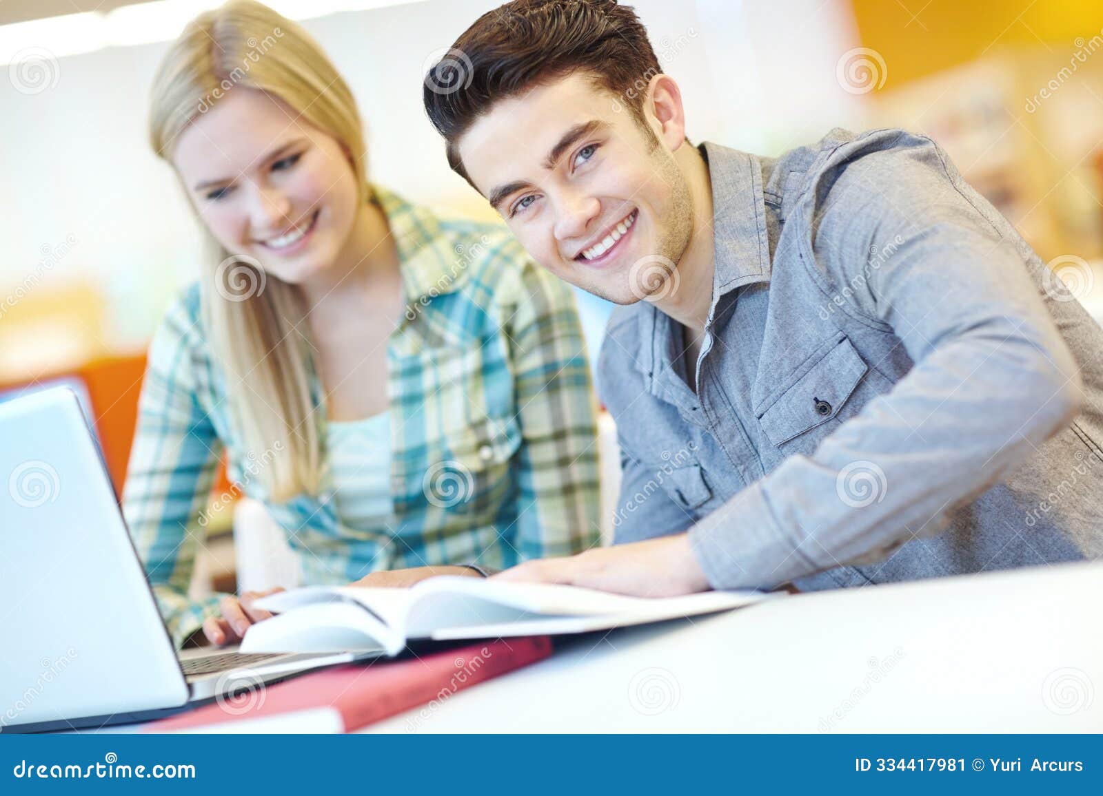 Education, Happy and Laptop with Student Friends in Library at College ...
