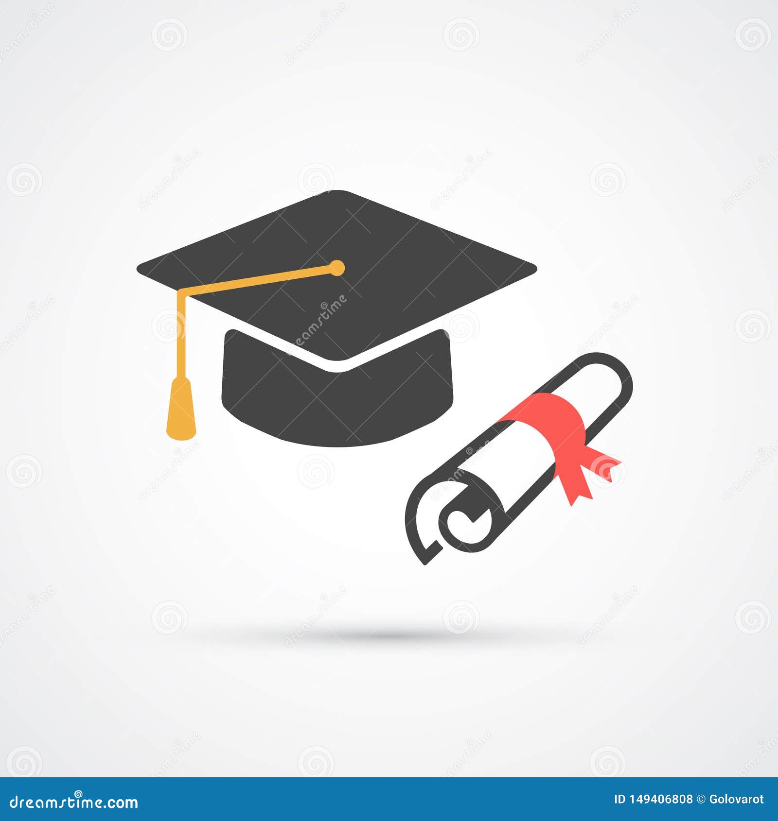 Education Hat and Diplom Flat Icon Stock Illustration - Illustration of ...