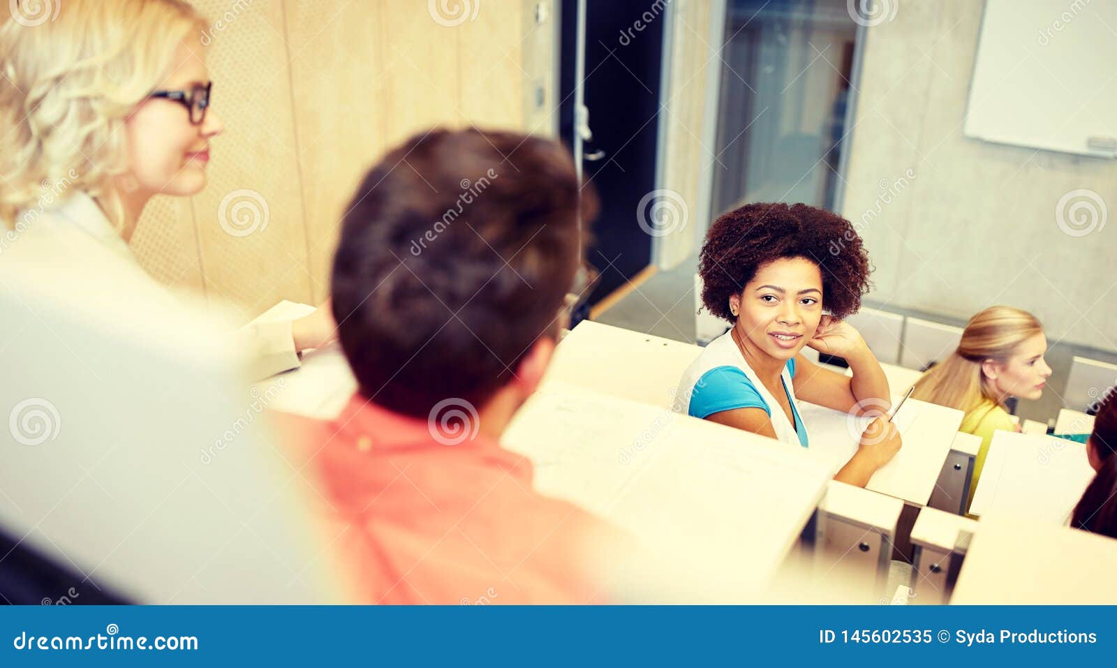 Group of International Students Talking on Lecture Stock Image - Image ...