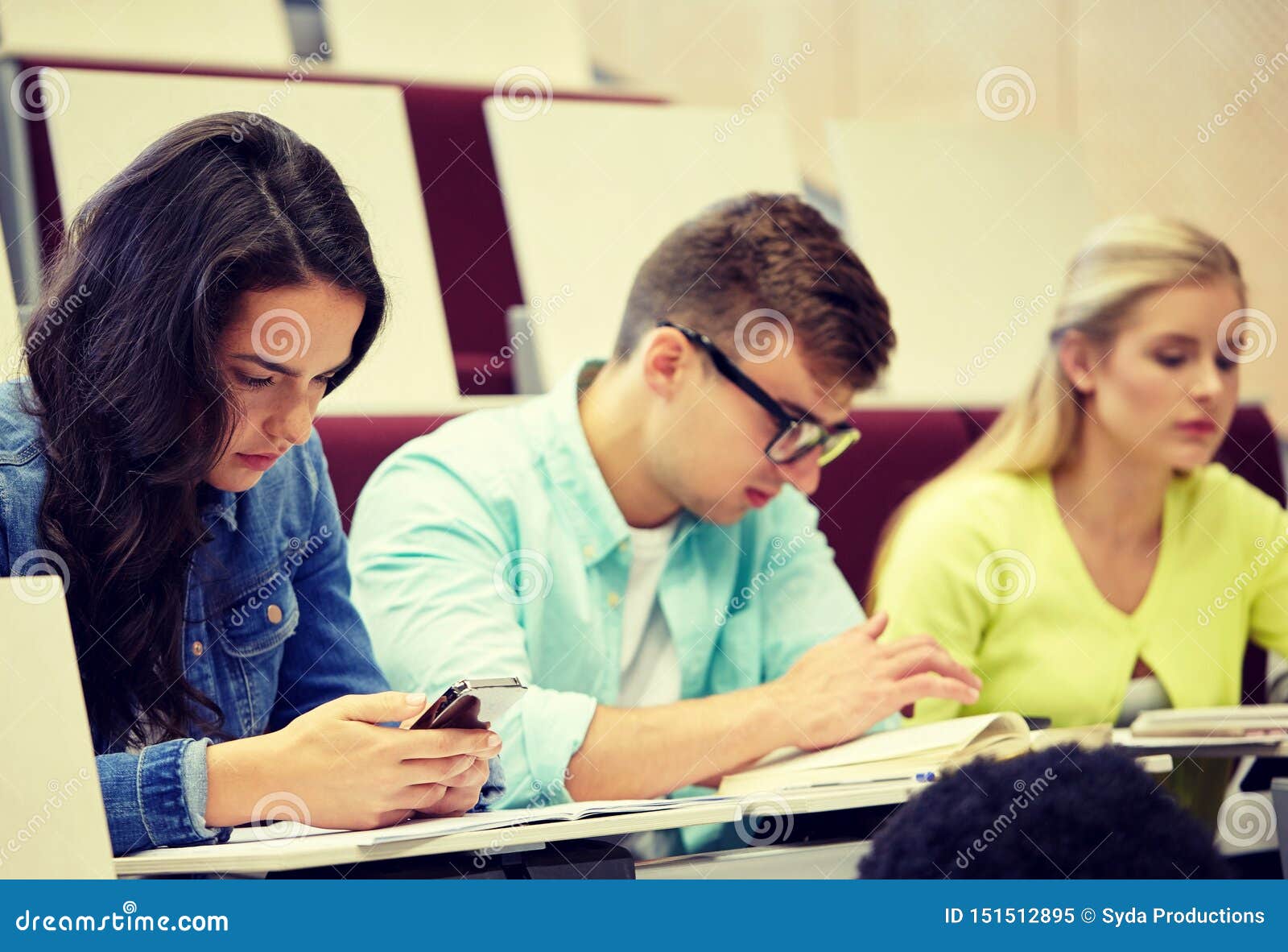 Group of Students with Smartphone at Lecture Stock Image - Image of ...