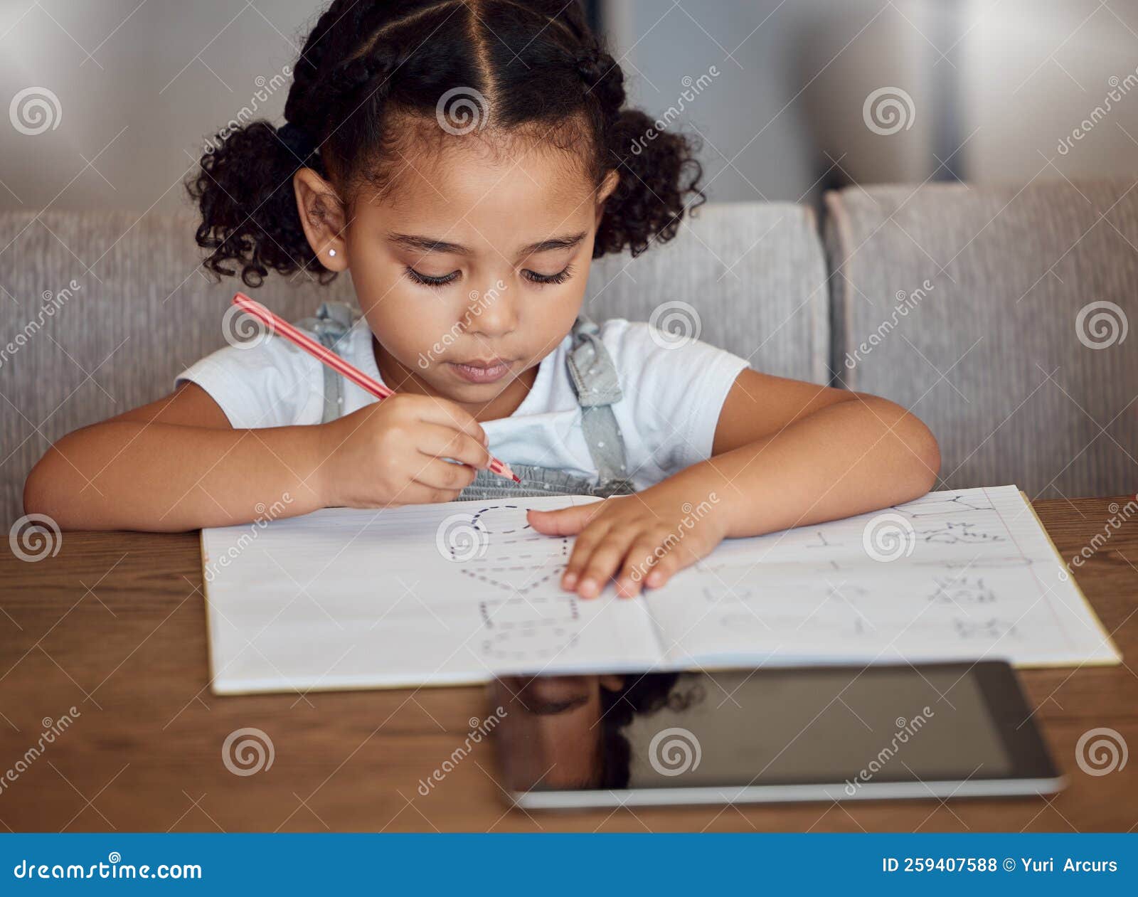 Education, Homework and Child Writing in Notebook for Preschool E ...