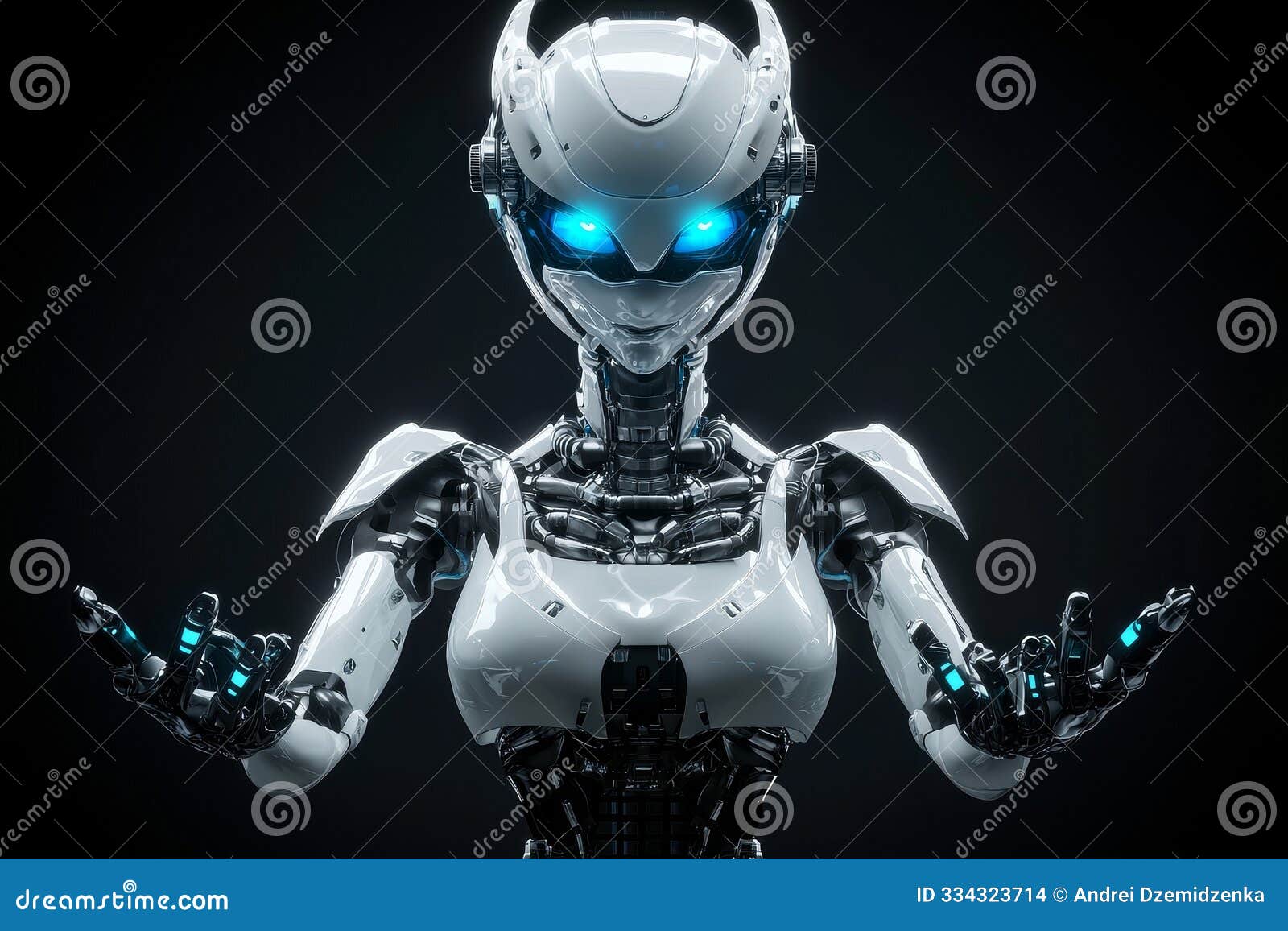 With Education Hud Interface, 3D Rendering Robot Learning or Machine ...