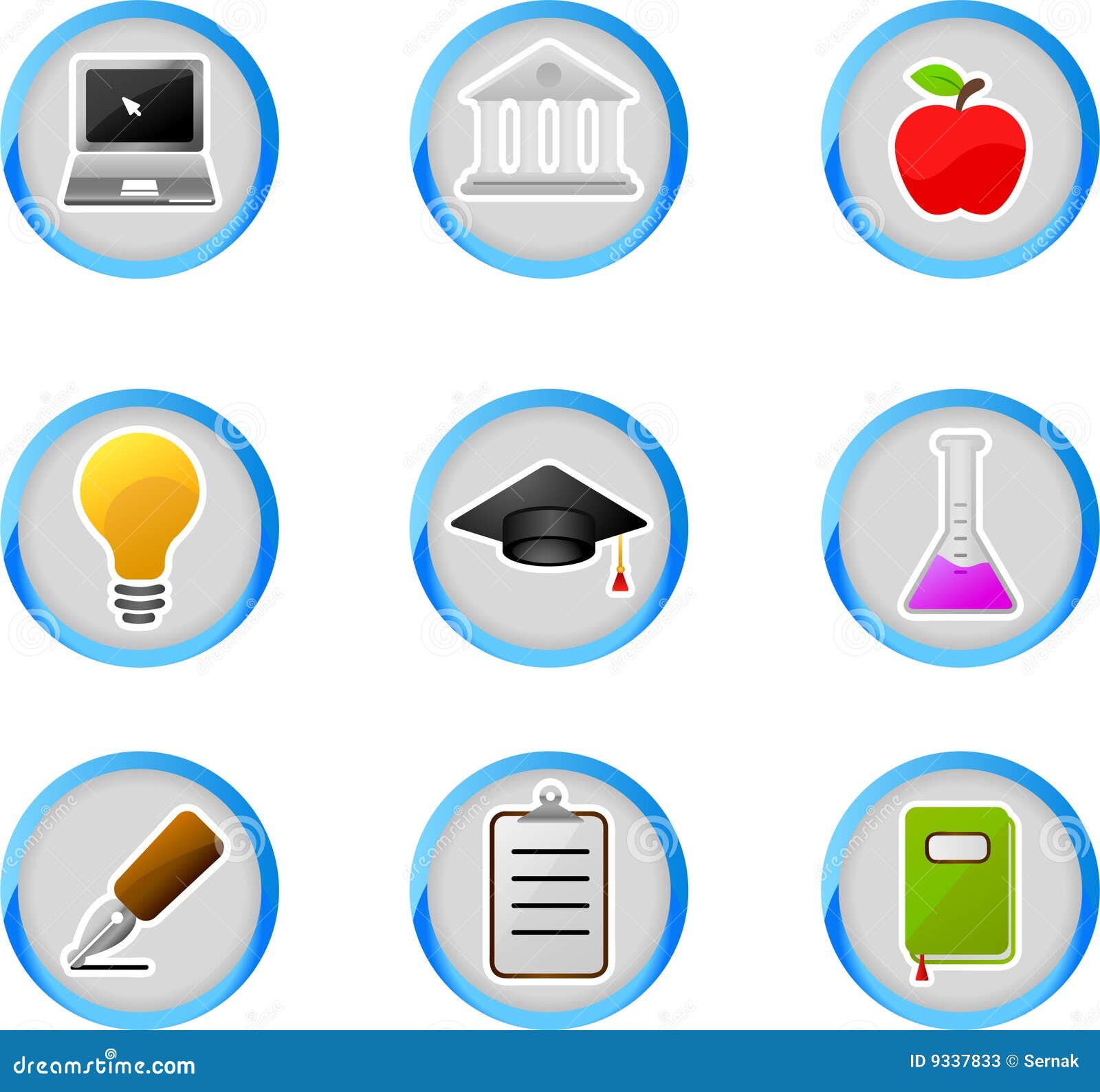Education icon buttons stock vector. Illustration of phone - 9337833