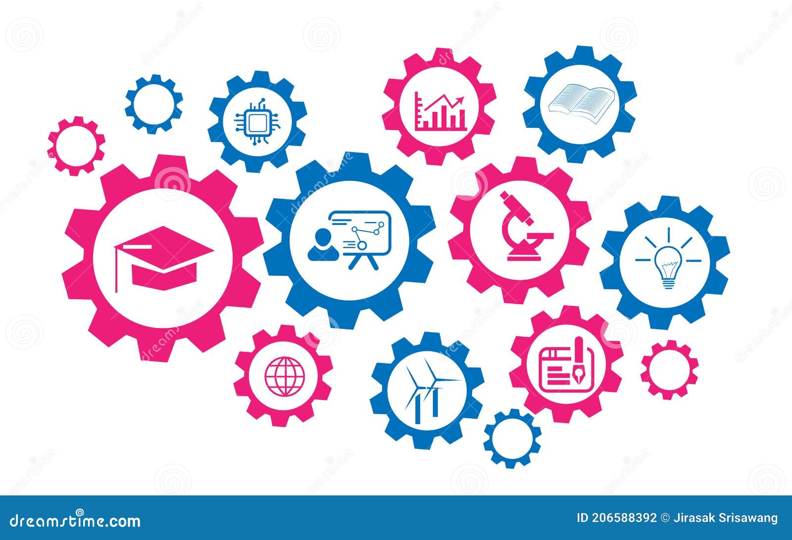 Education Icon Concept Connecting Symbols - Vector Illustration Stock ...