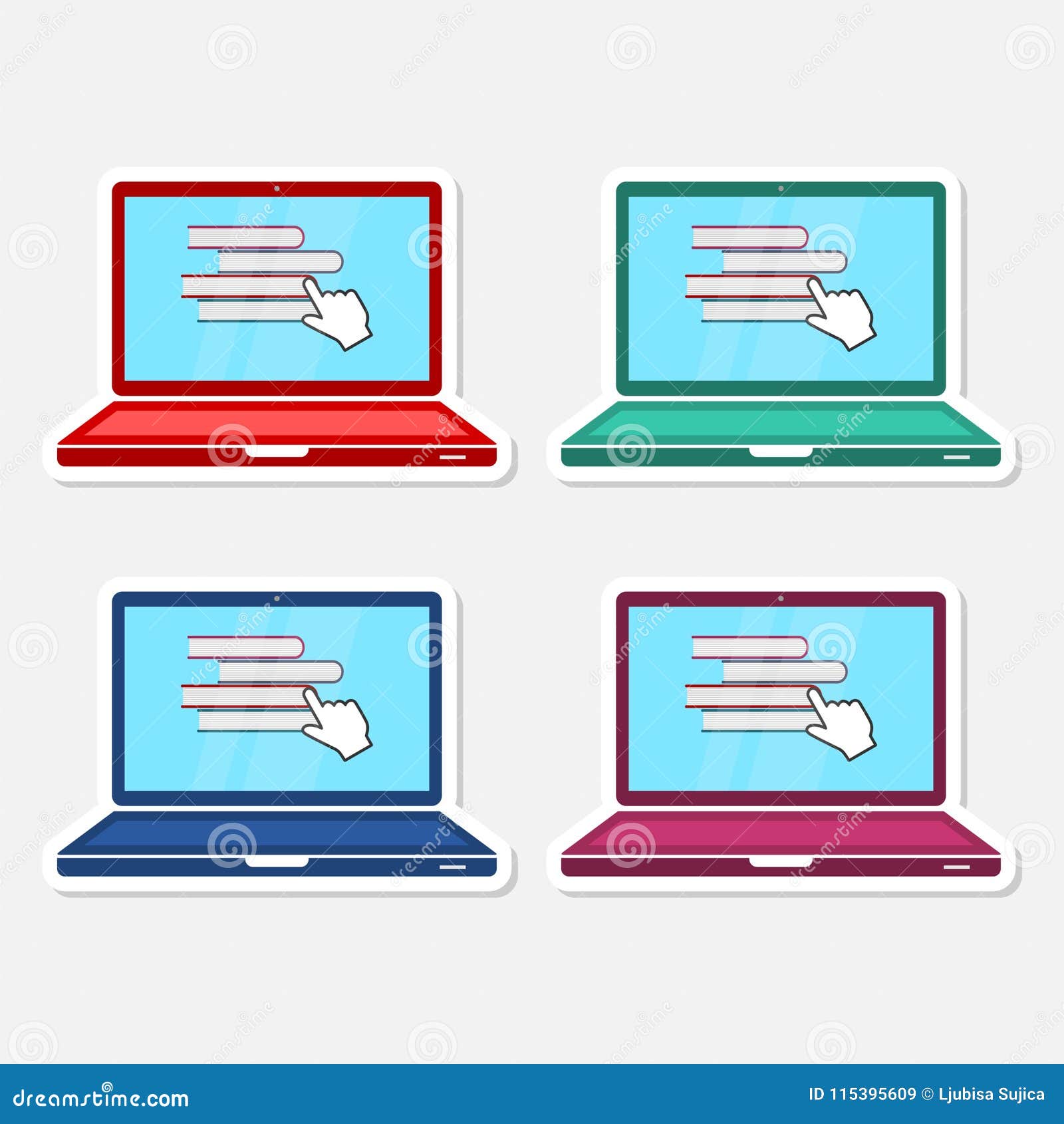 Education Icon, E-learning Design, Four Stickers Stock Vector ...