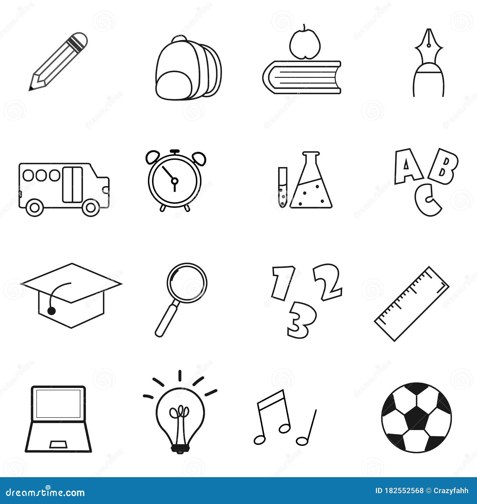 Education Icon Set.outline Web Pictograms Stock Vector - Illustration ...