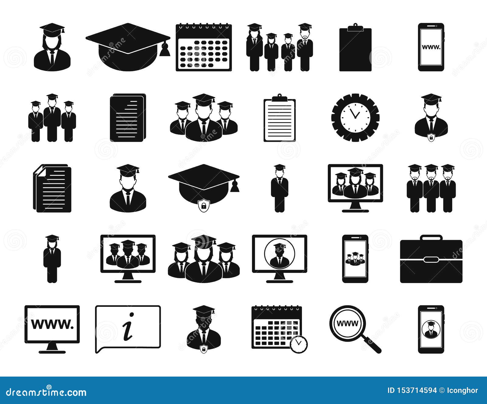 Education Icon set. stock vector. Illustration of male - 153714594