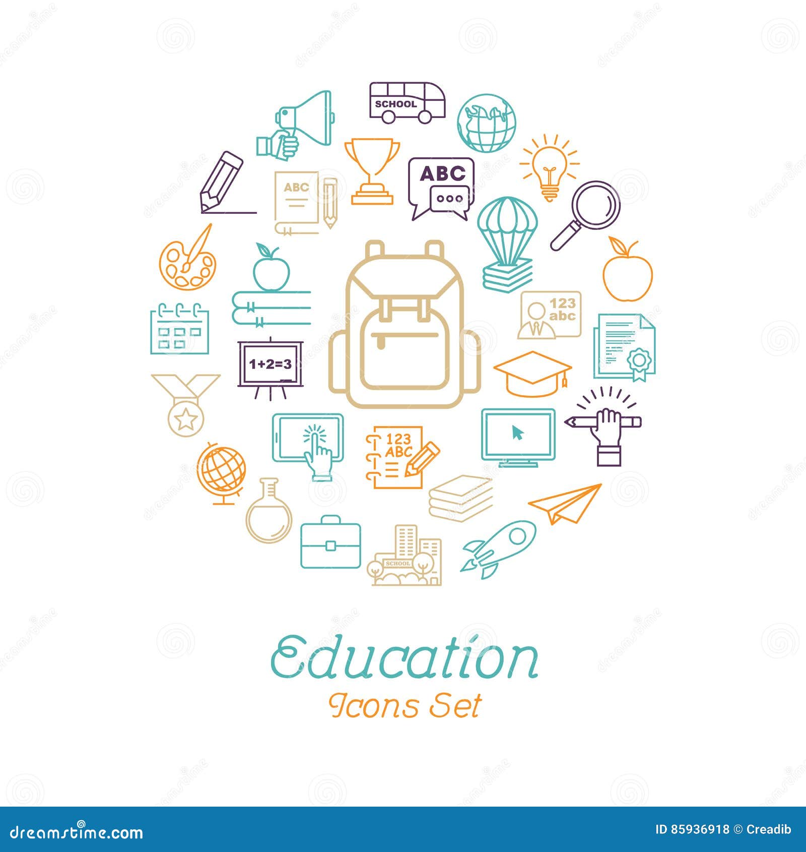 Education Icon Set, Logo Design Template Stock Vector - Illustration of ...