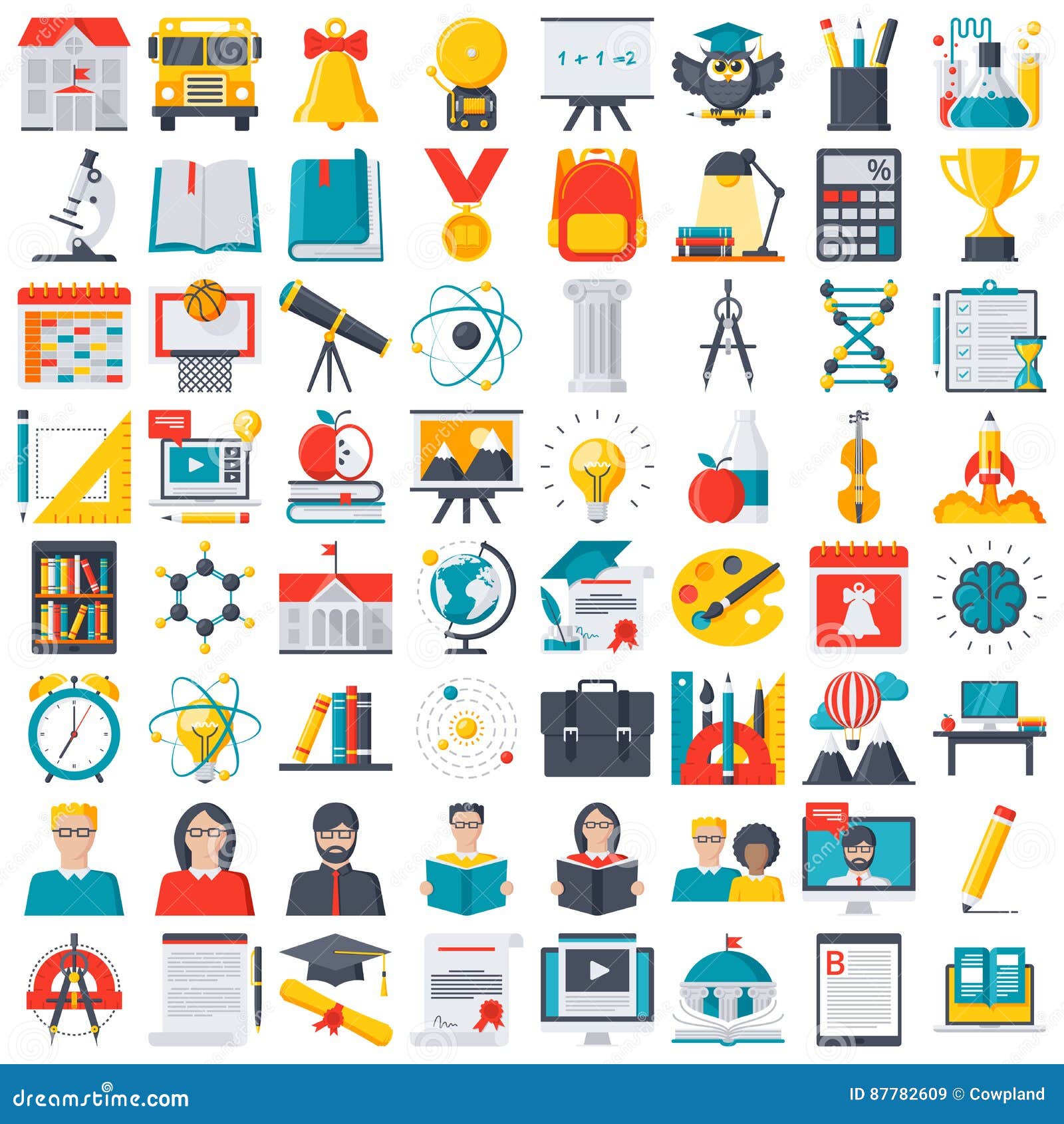 Education Icon Set stock vector. Illustration of globe - 87782609