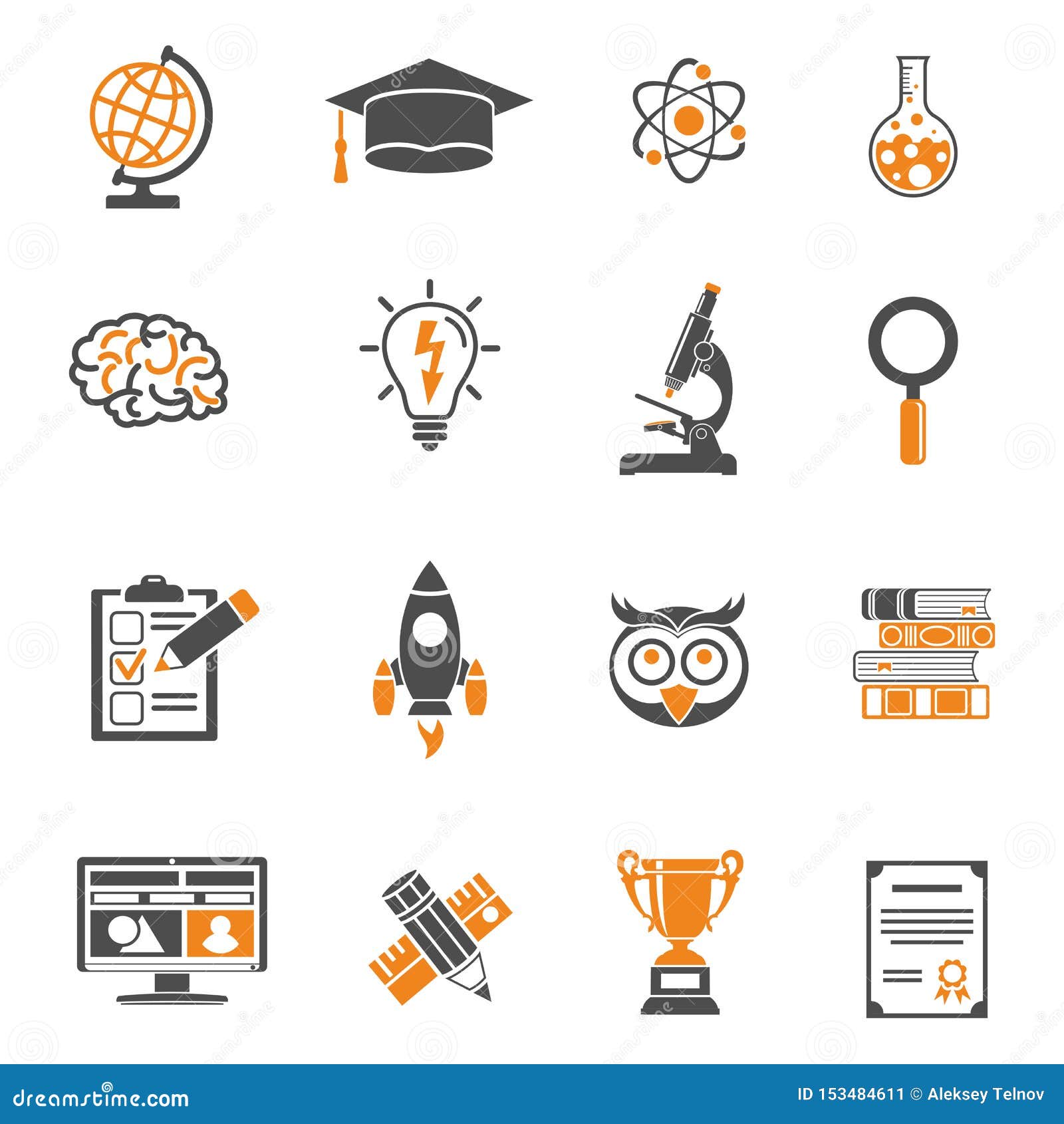 Education Icon Sticker Set stock vector. Illustration of atom - 153484611