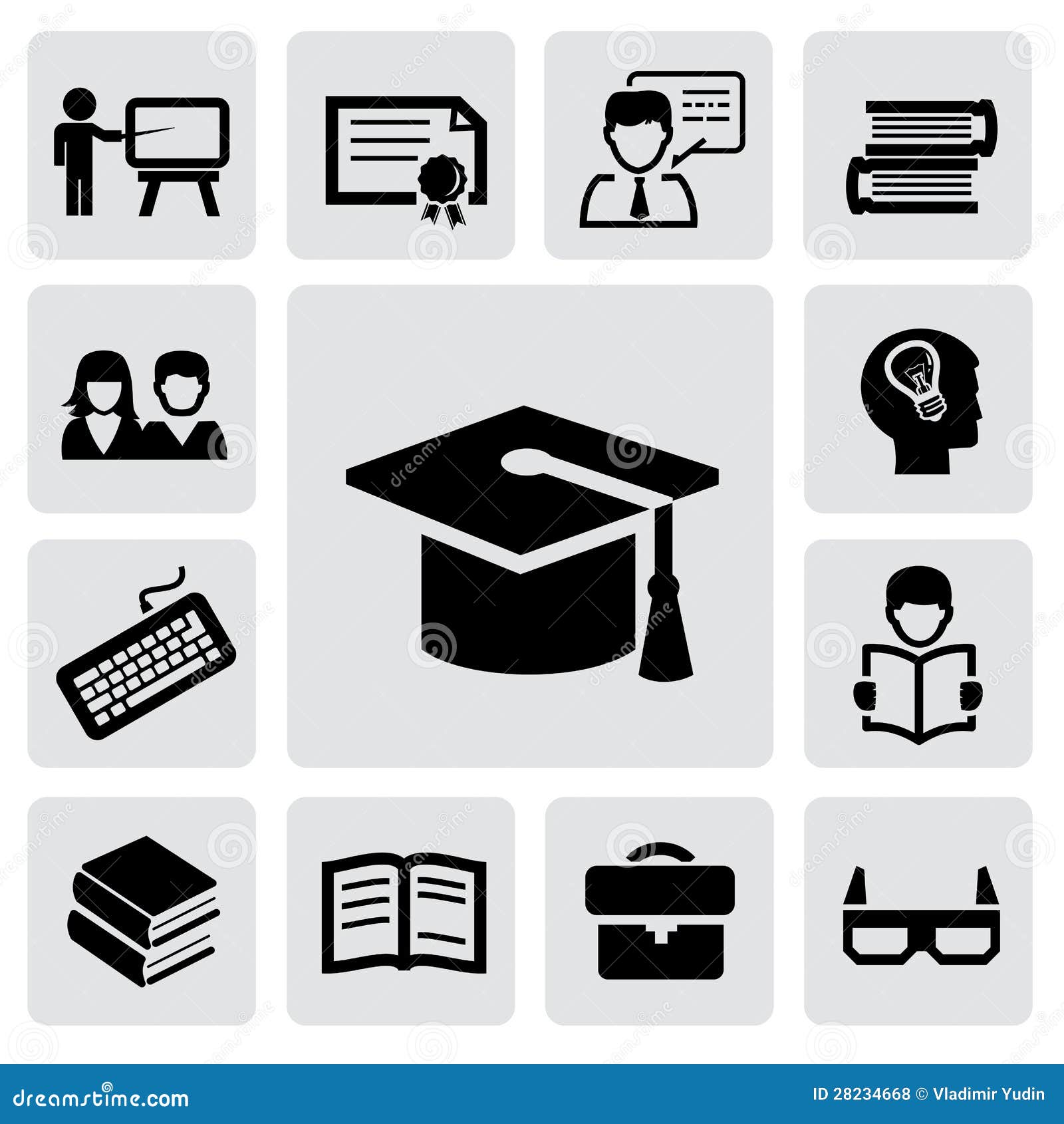 Education icons stock vector. Illustration of keyboard - 28234668