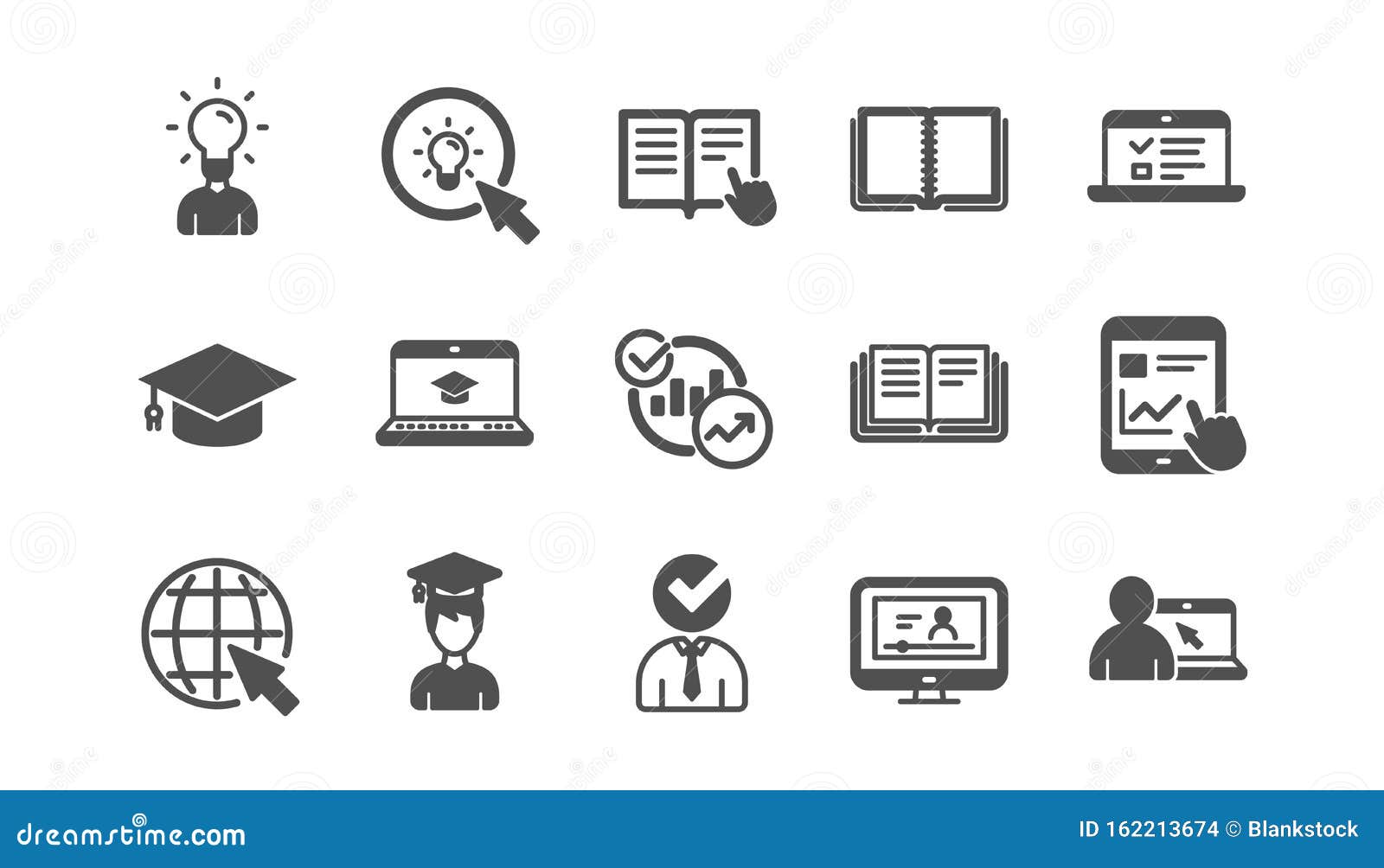 Education Icons. Book, Video Tutorial and Instructions. Classic Icon ...