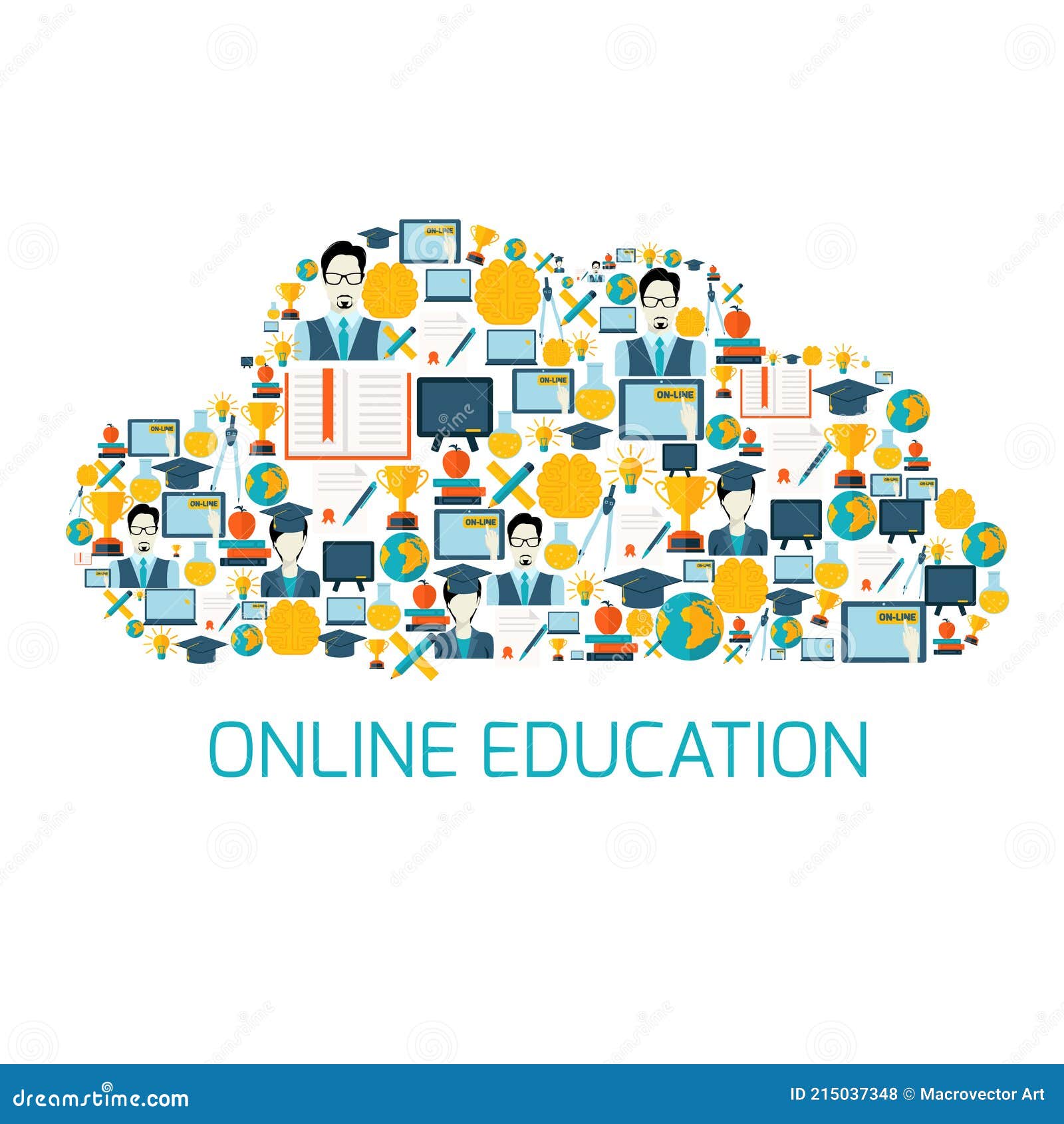 Education icons cloud stock vector. Illustration of elearning - 215037348
