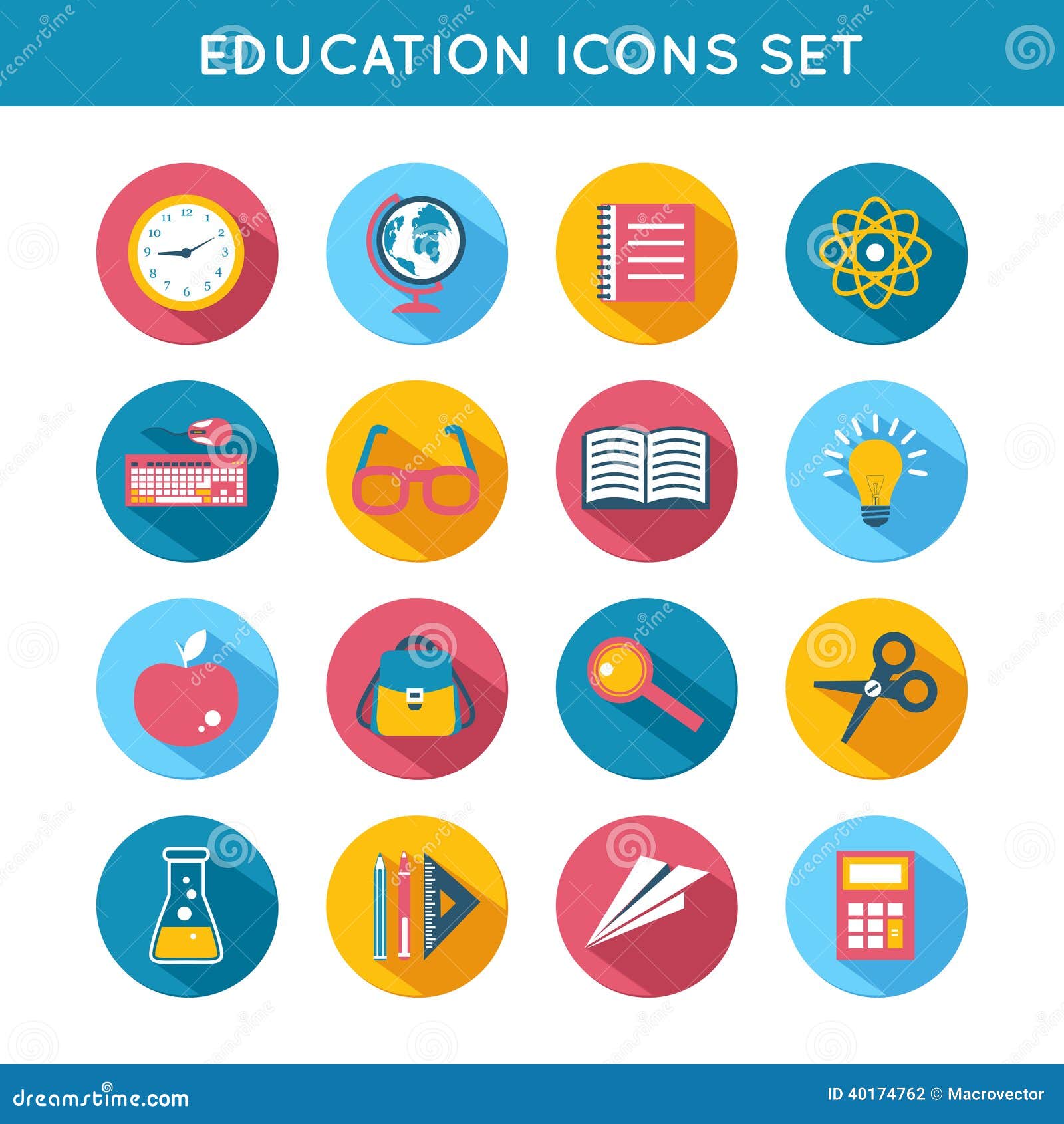 Education Icons Flat Set stock vector. Illustration of mobile - 40174762