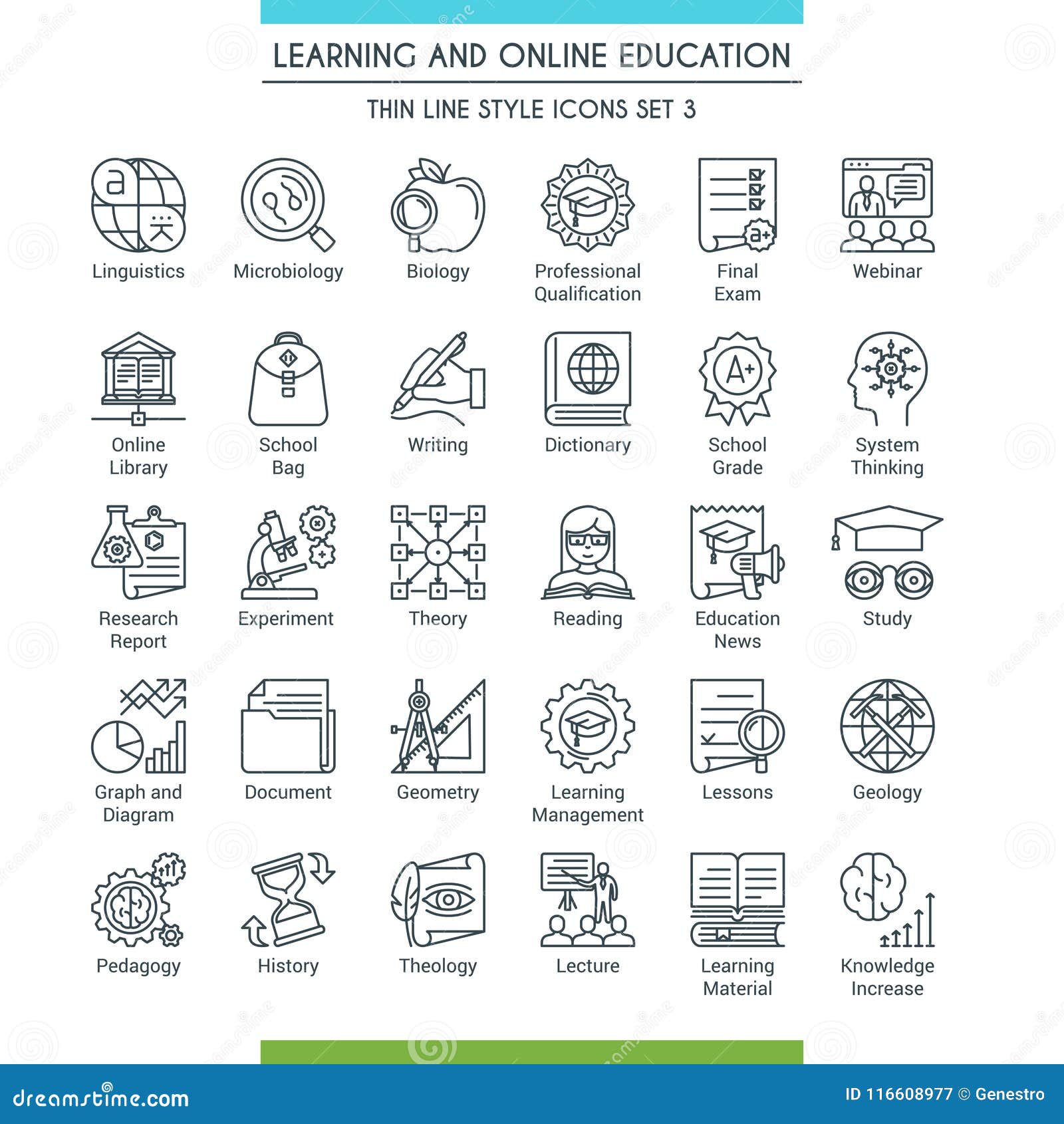 Education Icons Line Set 03 Stock Vector - Illustration of design ...
