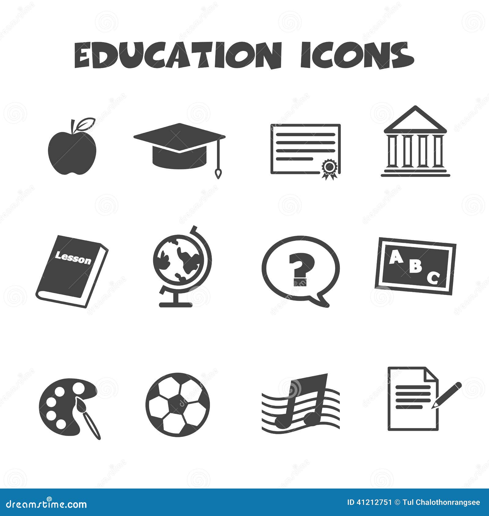 Education icons stock vector. Illustration of earth, black - 41212751