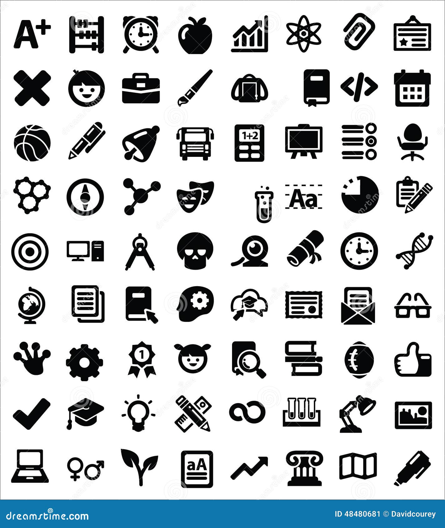 Education icons stock vector. Illustration of school - 48480681