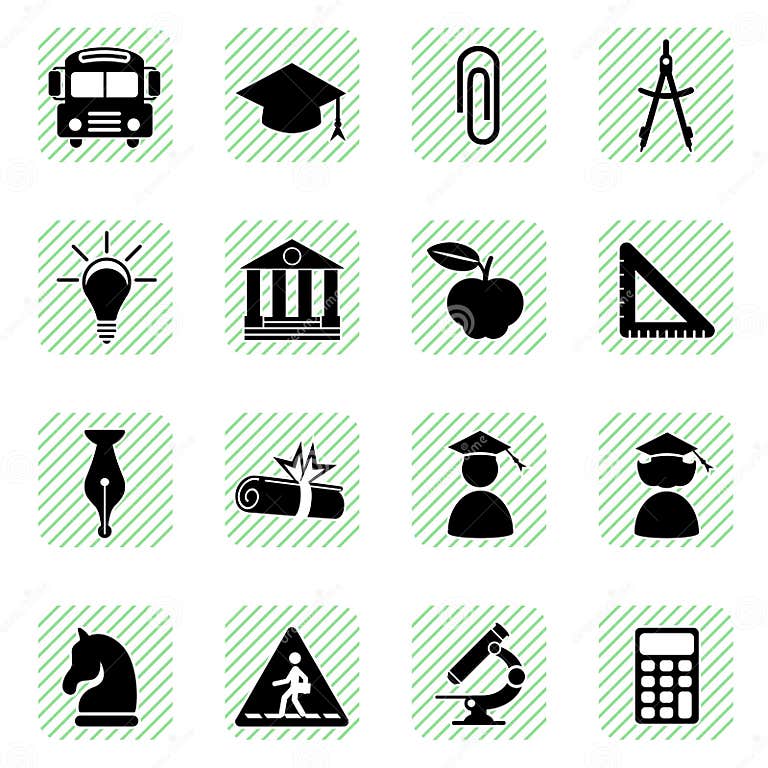 Education icons set stock vector. Illustration of mathematics - 8121670