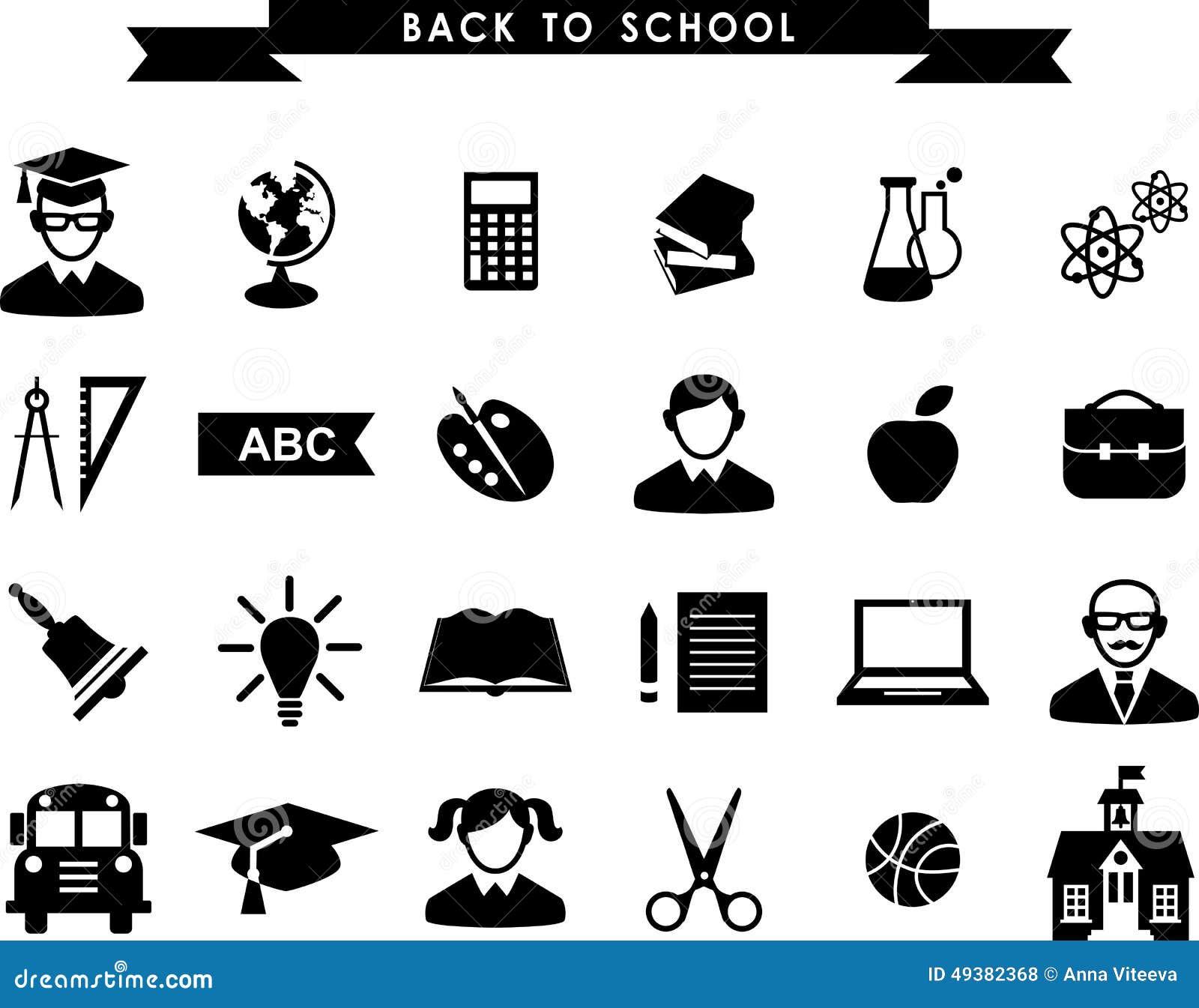 Education Icons Black And White