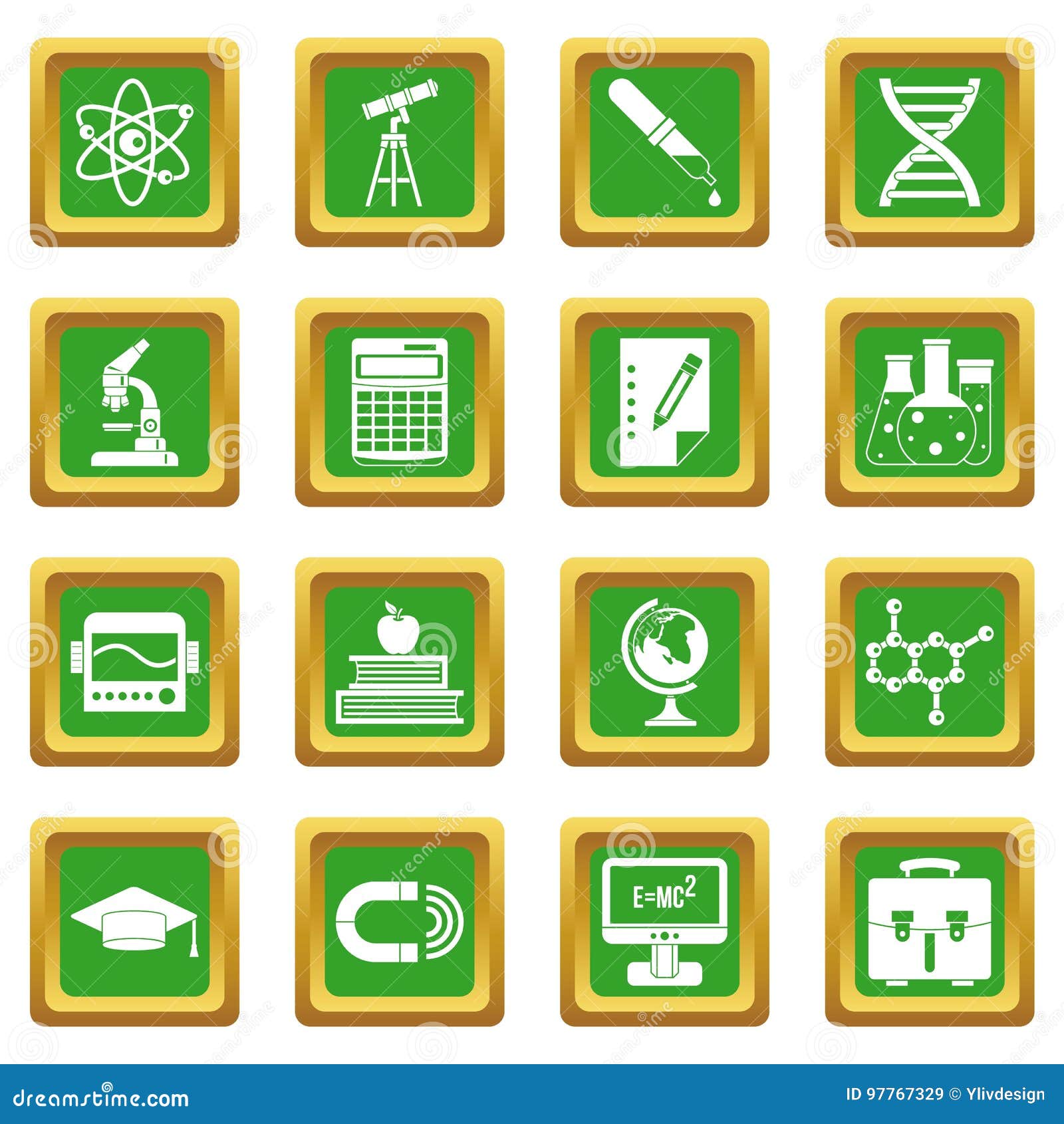 Education icons set green stock vector. Illustration of computer - 97767329