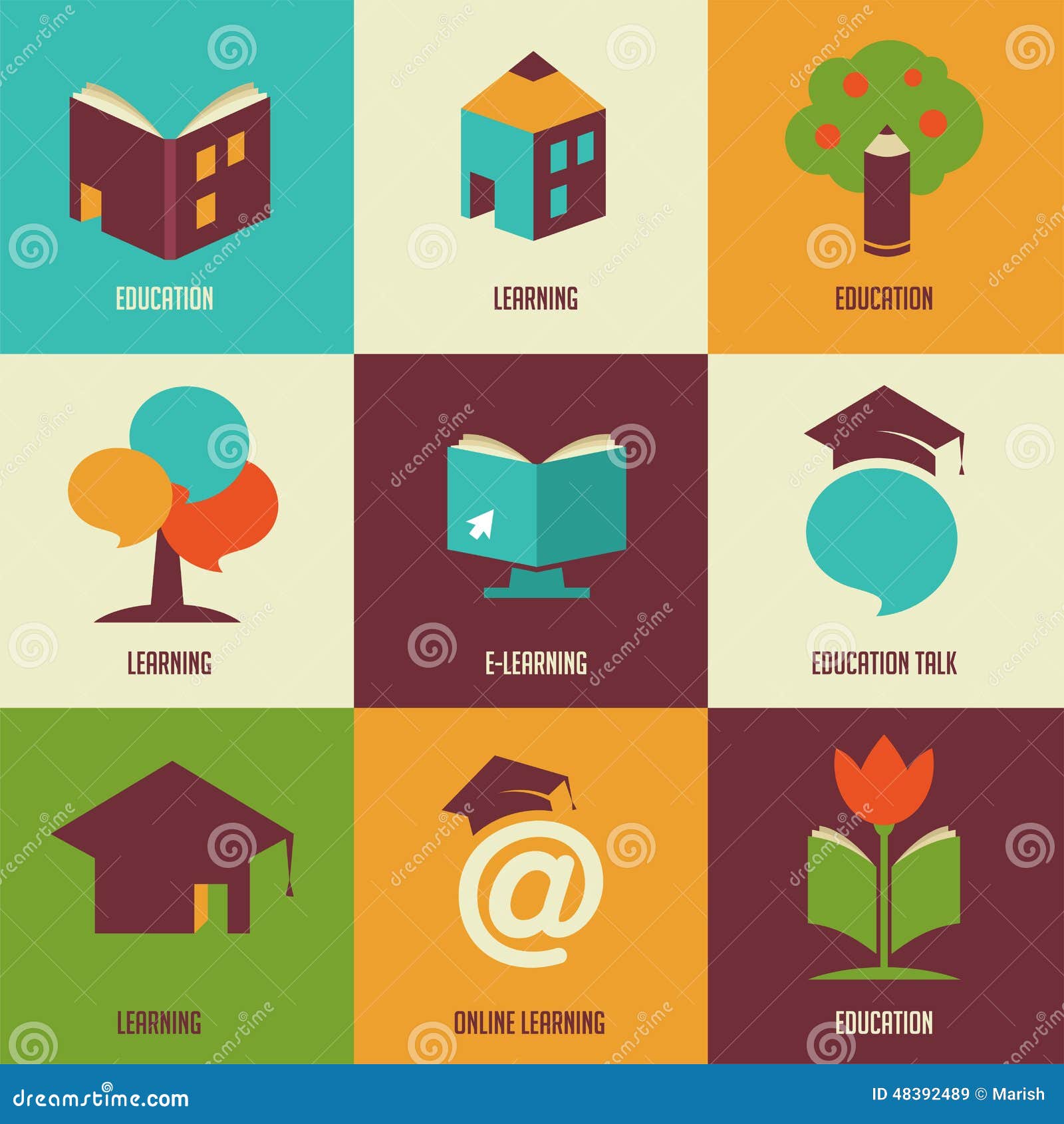 Education Icons and Symbols, Online Learning, Stock Vector ...