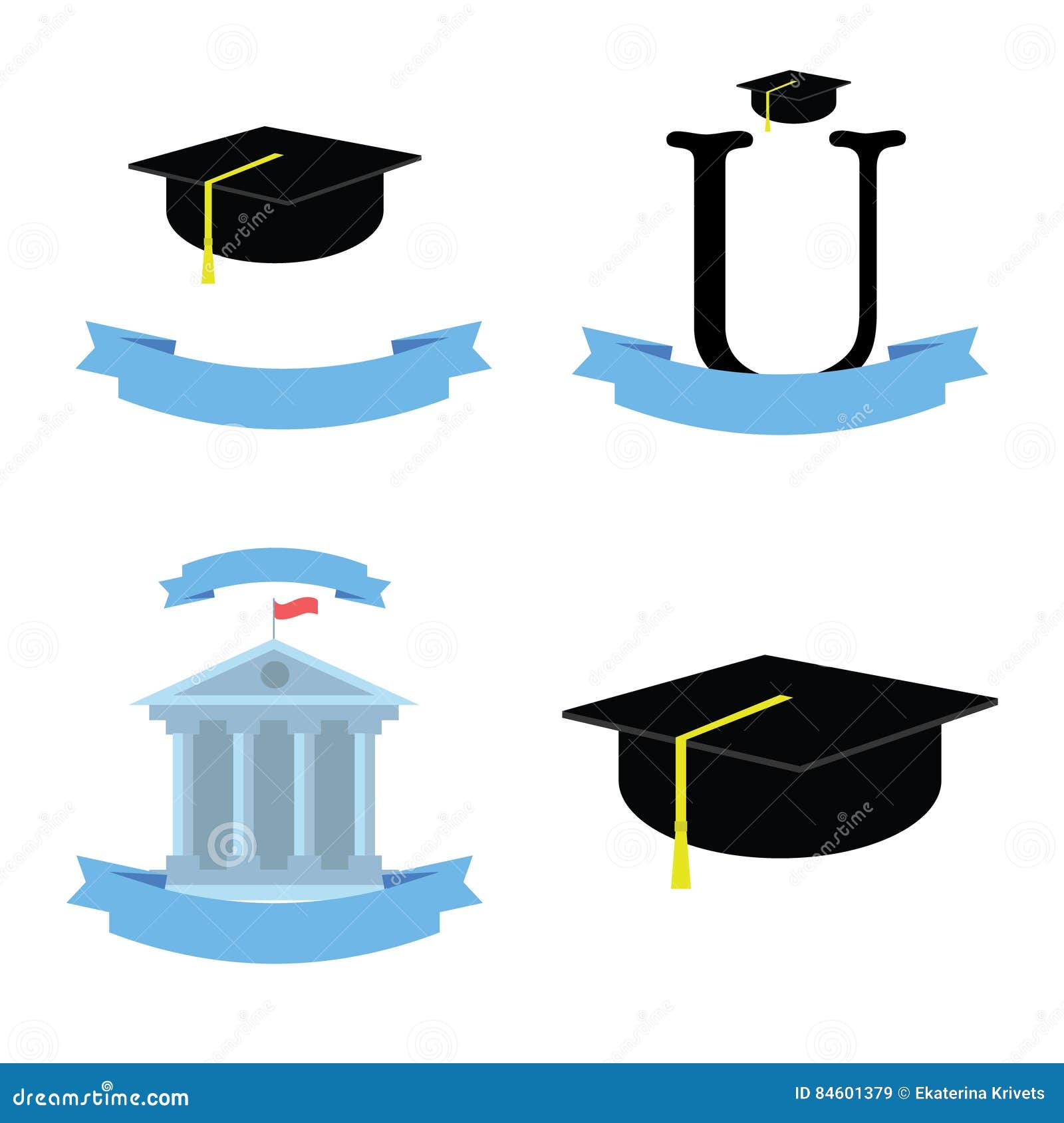 Education Icons. University, Graduation Cap Stock Illustration ...